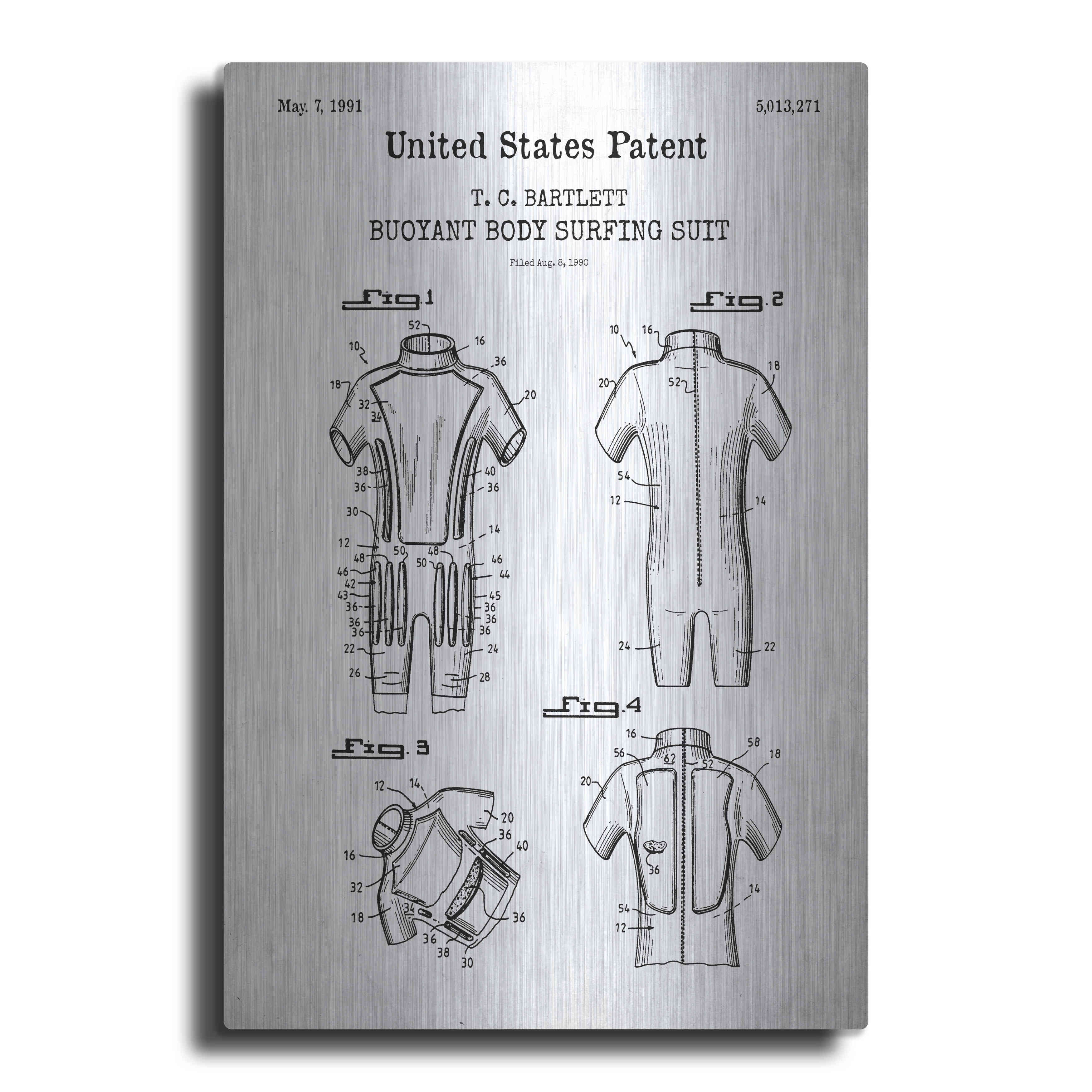 Luxe Metal Art 'Body Surfing Suit Blueprint Patent White' Acrylic Glass ...