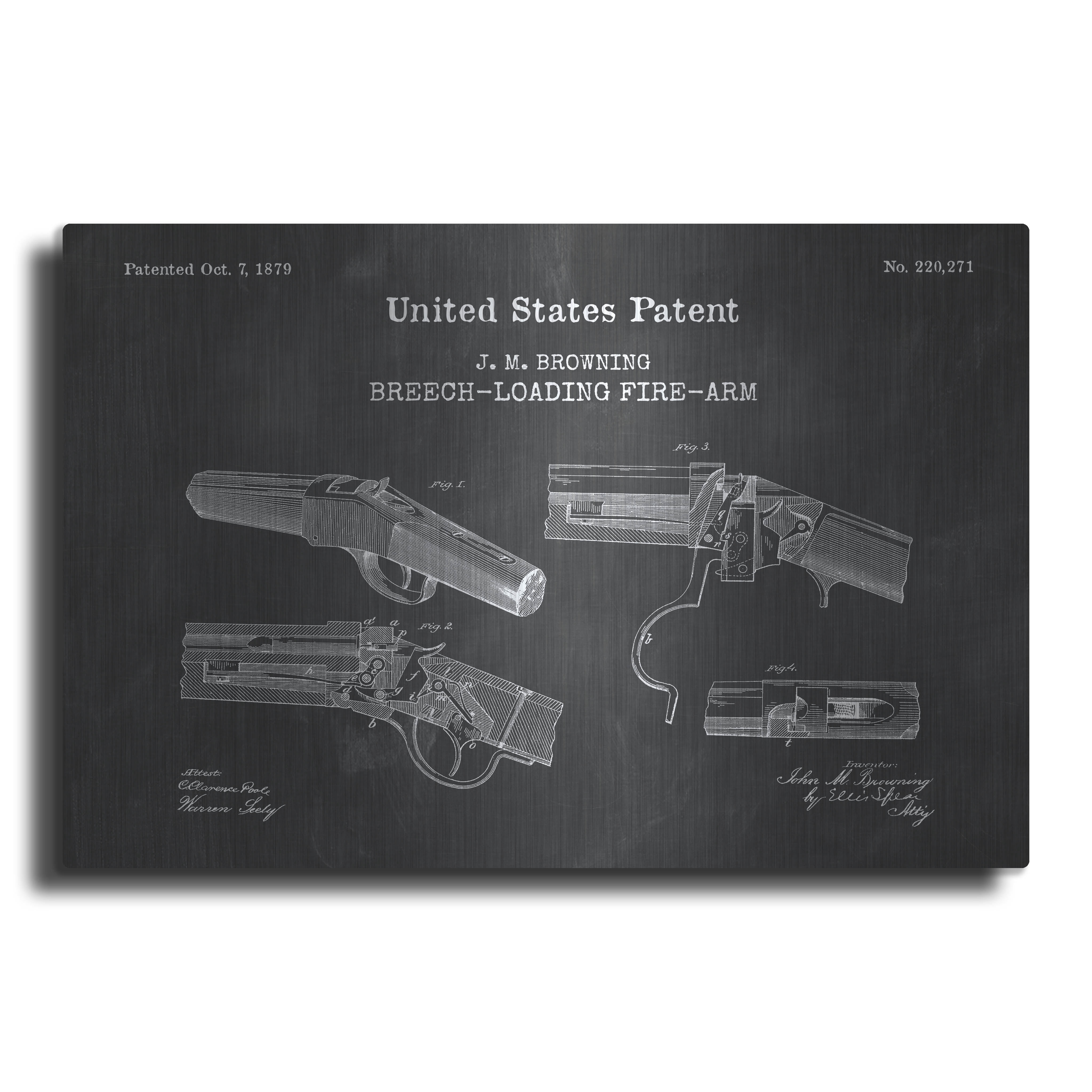 Luxe Metal Art 'Breech Loading Fire Arm Blueprint Patent Chalkboard ...