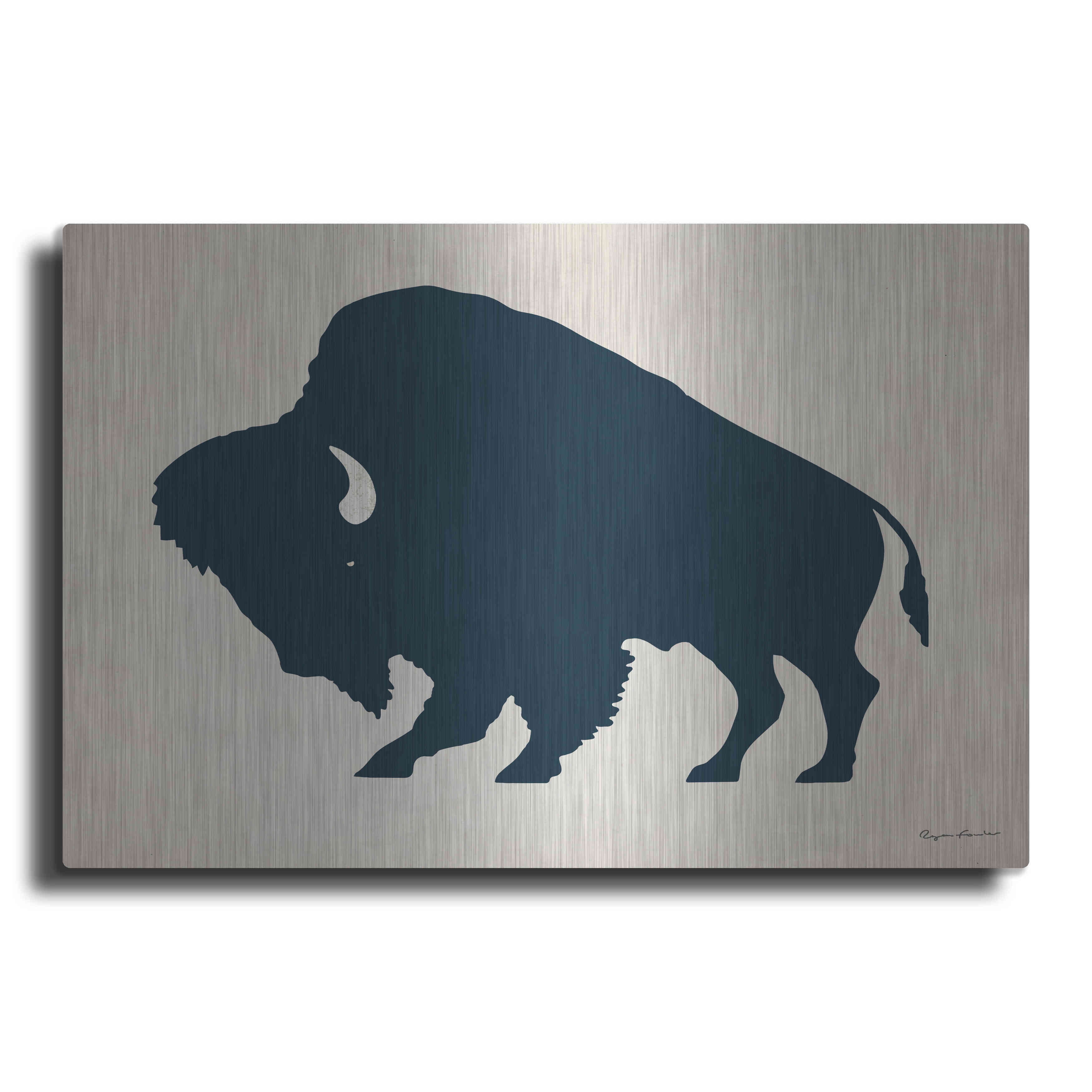 Luxe Metal Art 'Buffalo Bison I On Beige' by Ryan Fowler, Metal Wall ...