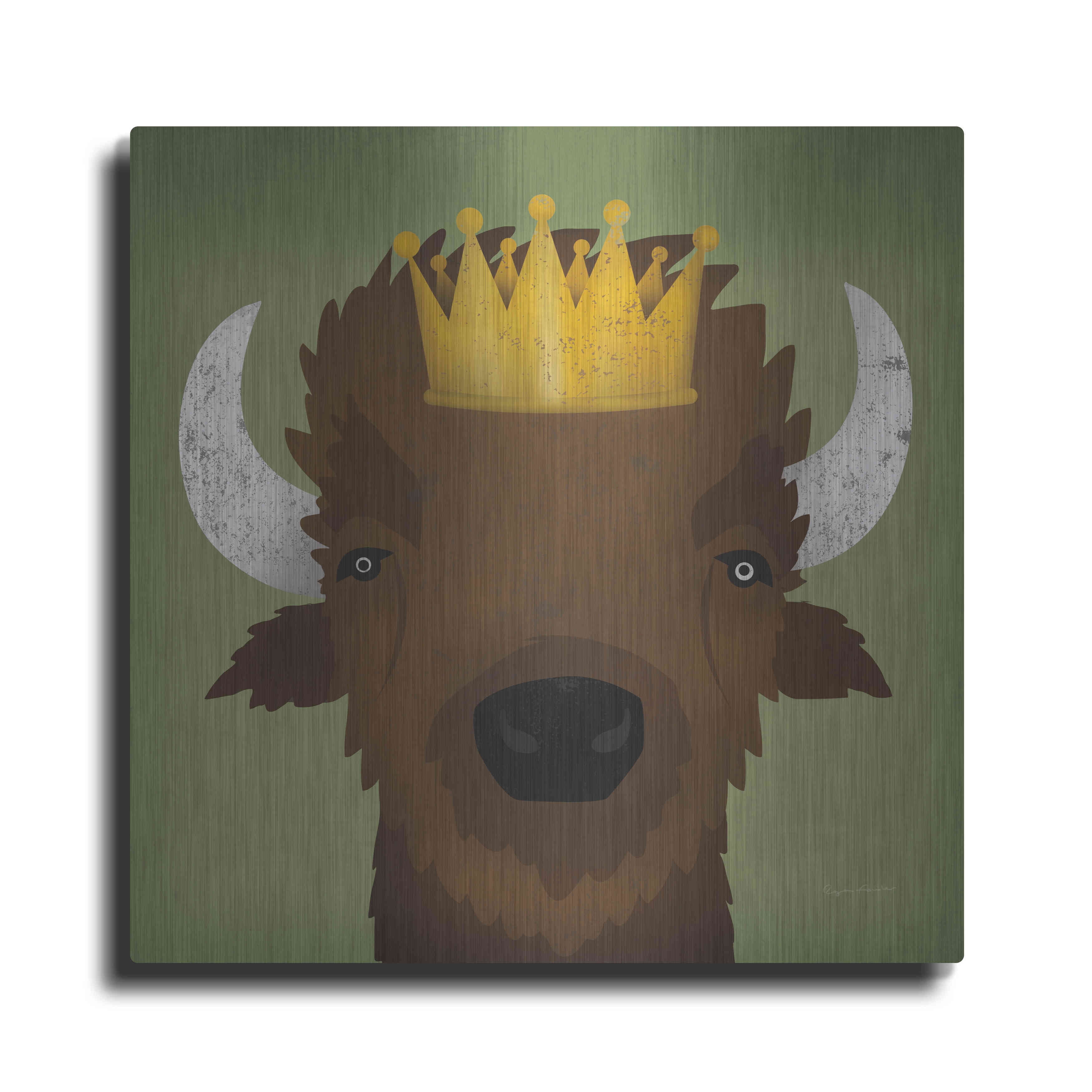 Luxe Metal Art 'Buffalo III with Crown' by Ryan Fowler, Metal Wall Art ...