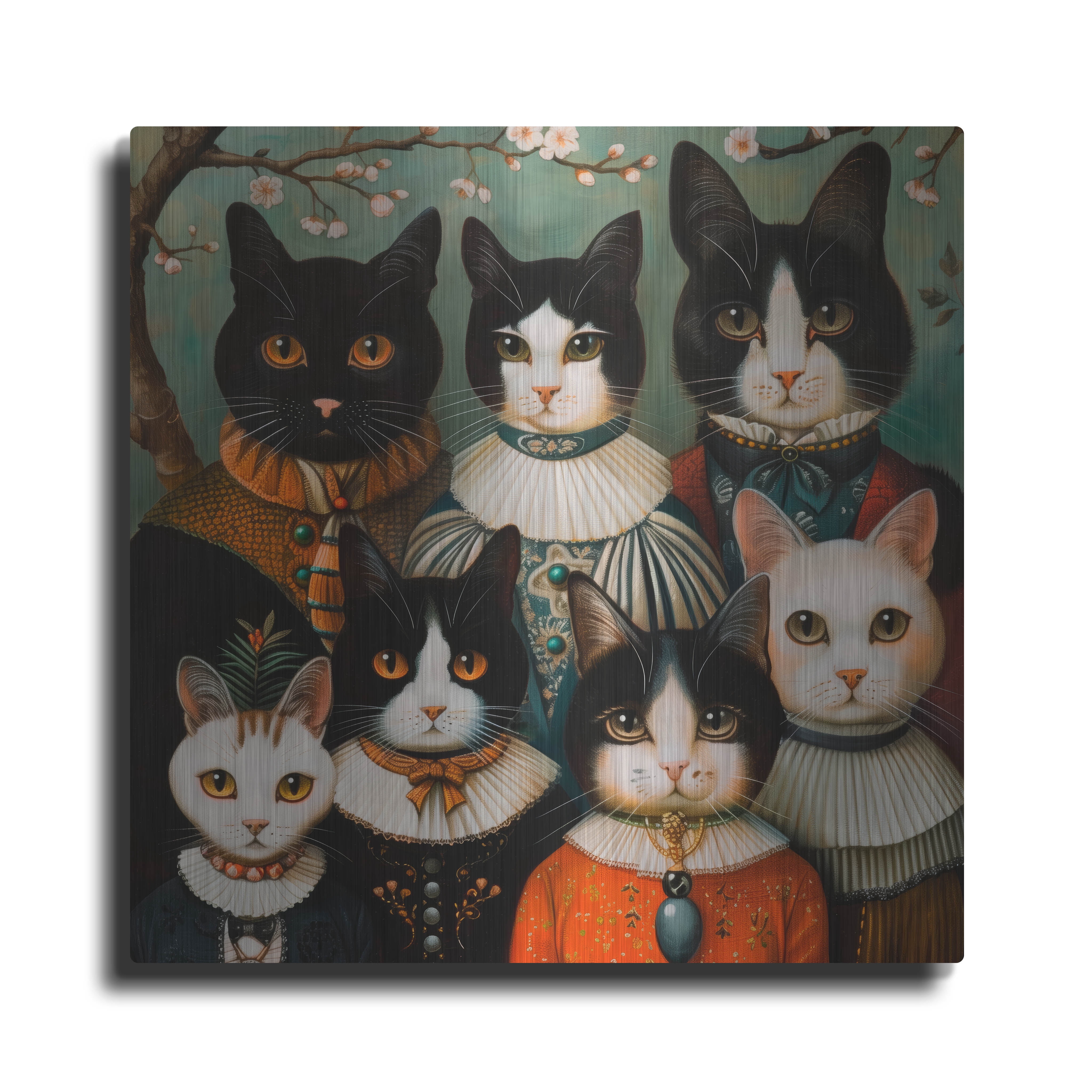 Luxe Metal Art 'Cat Familia In Ornate Attire' by Doron David Metal Wall ...