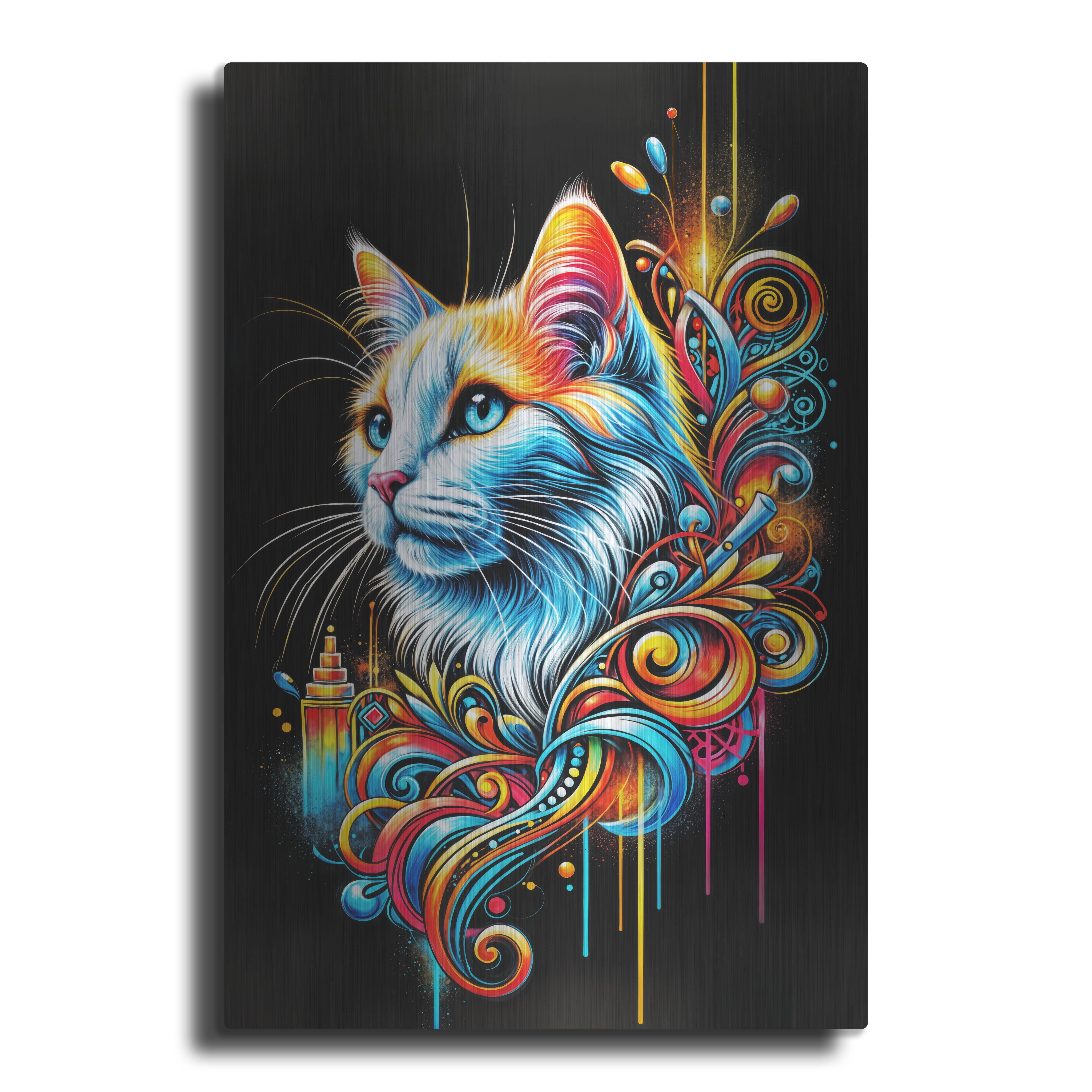 Luxe Metal Art 'Cat Portrait - Graffiti Style' by Rey Klimt Metal Wall ...