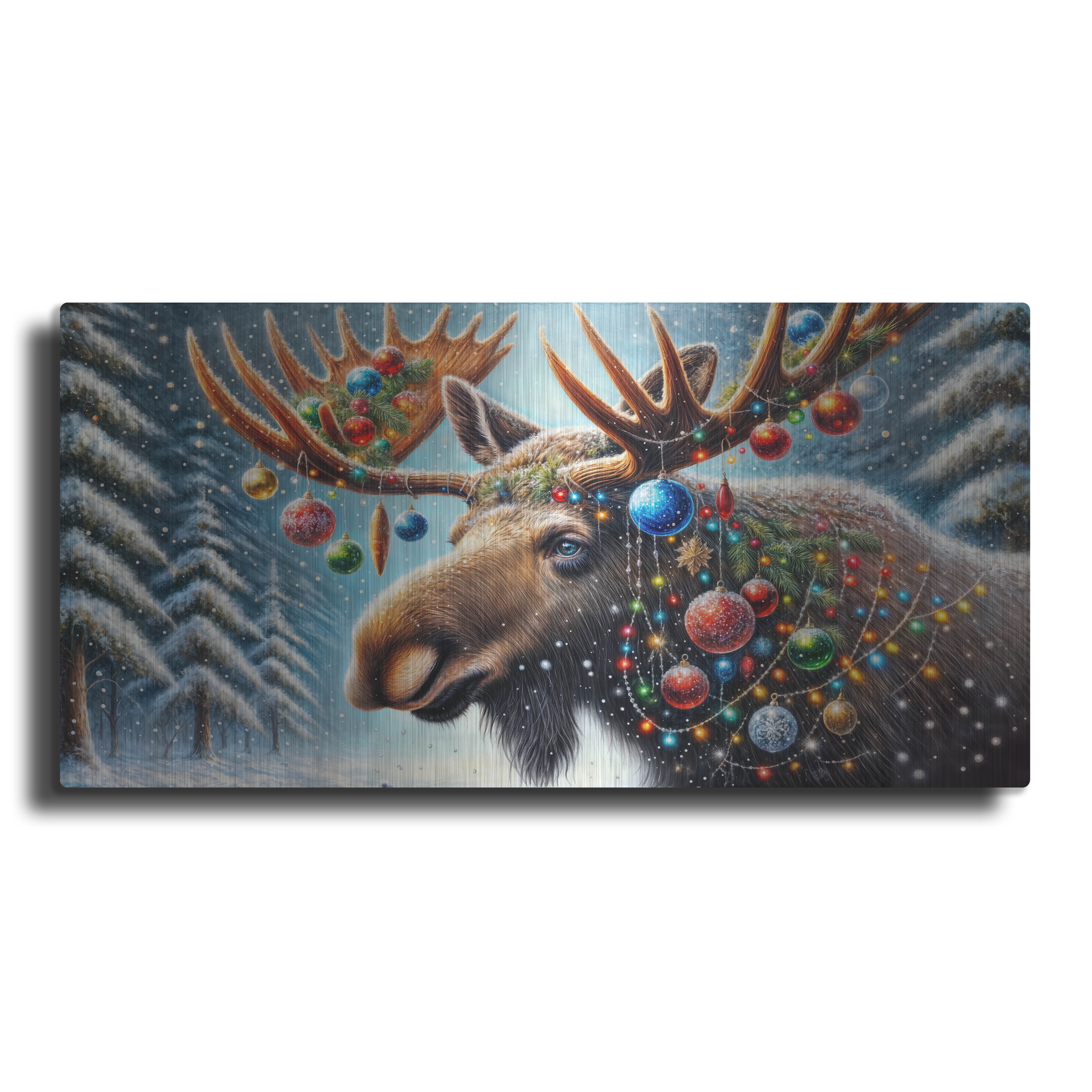 Luxe Metal Art 'Christmas Christmoose' by Rey Klimt Metal Wall Art, 48 ...