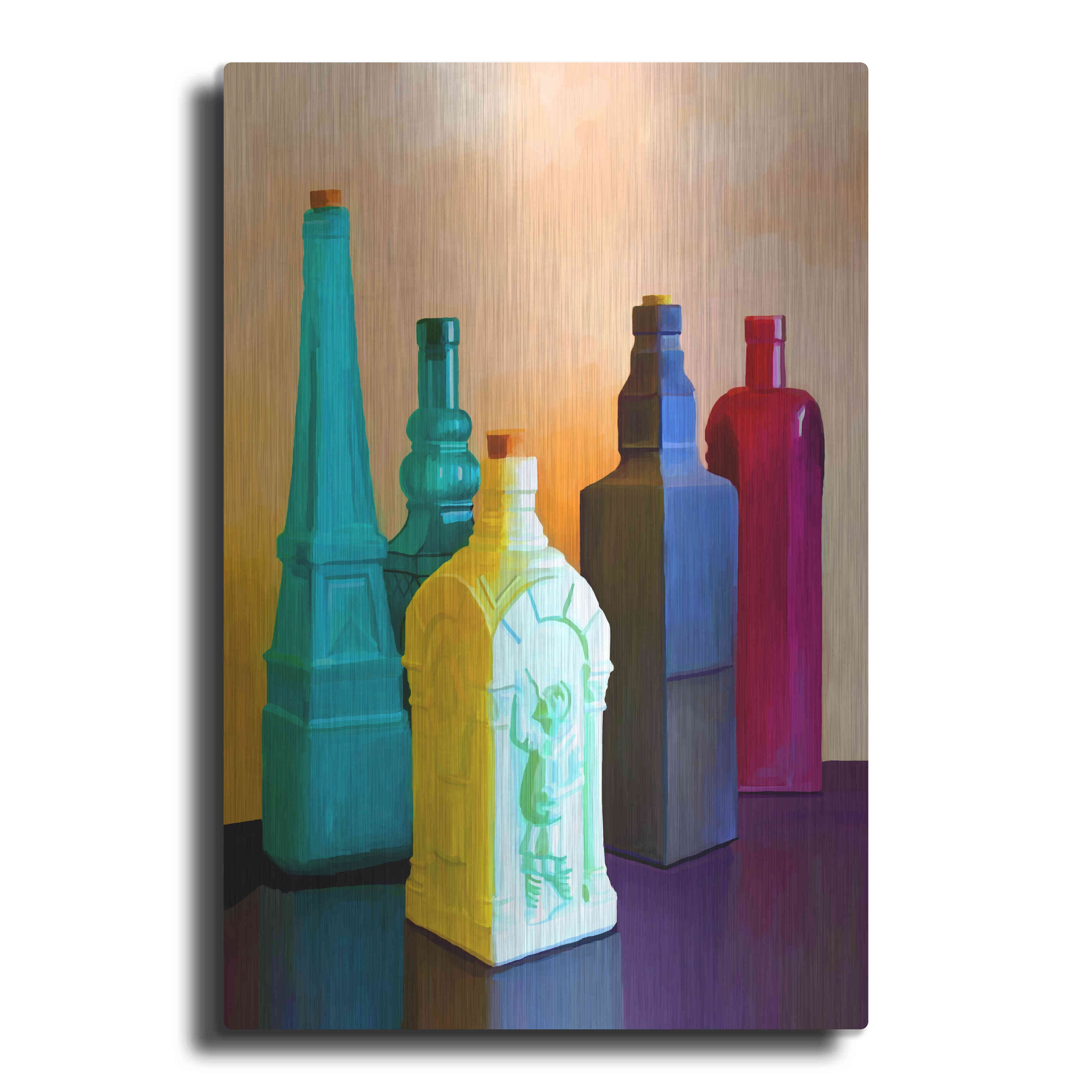 Luxe Metal Art 'Color Bottles' by Ata Alishahi, Metal Wall Art, 12"x16 ...