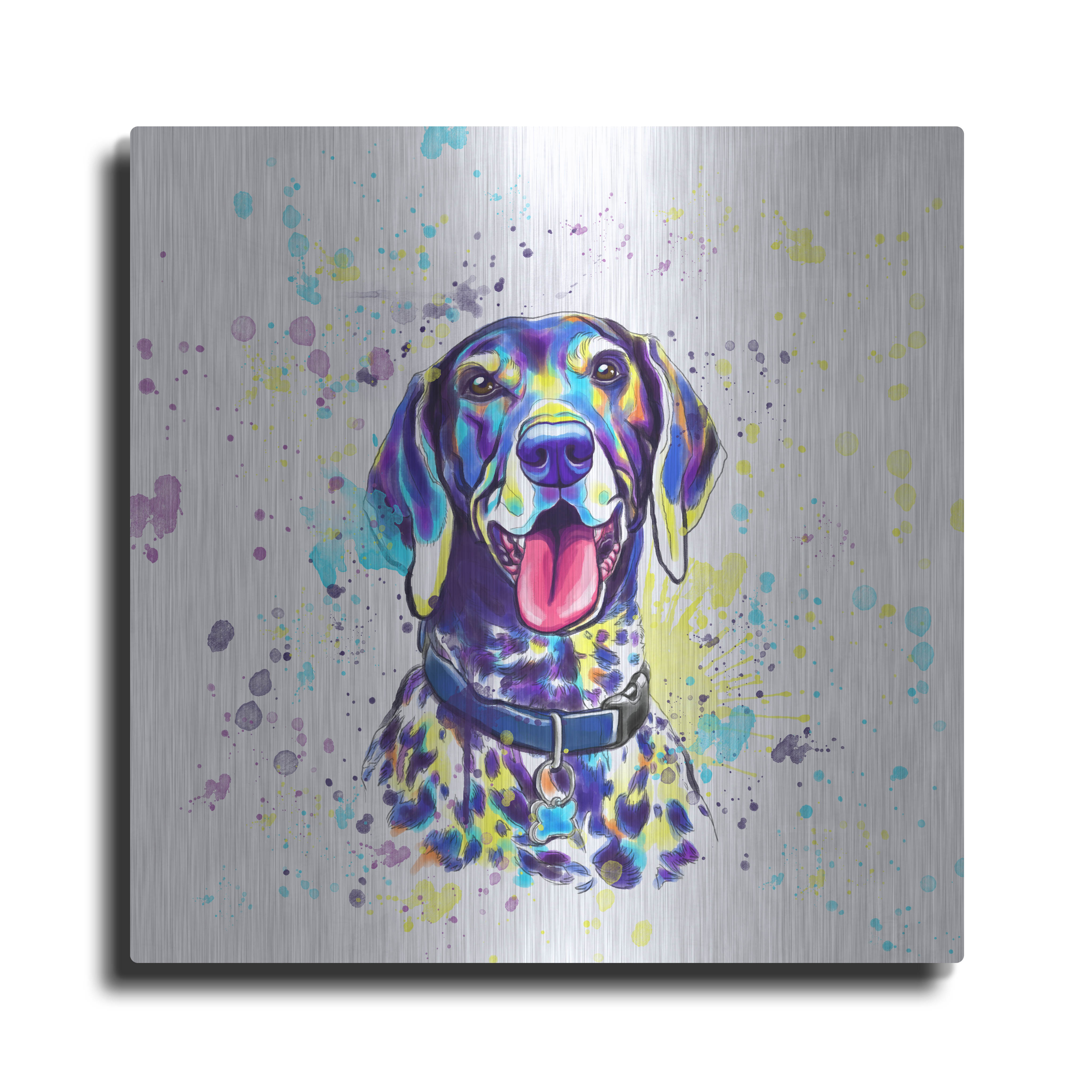 Luxe Metal Art 'Colorful Watercolor German Shorthaired Pointer 2' by ...