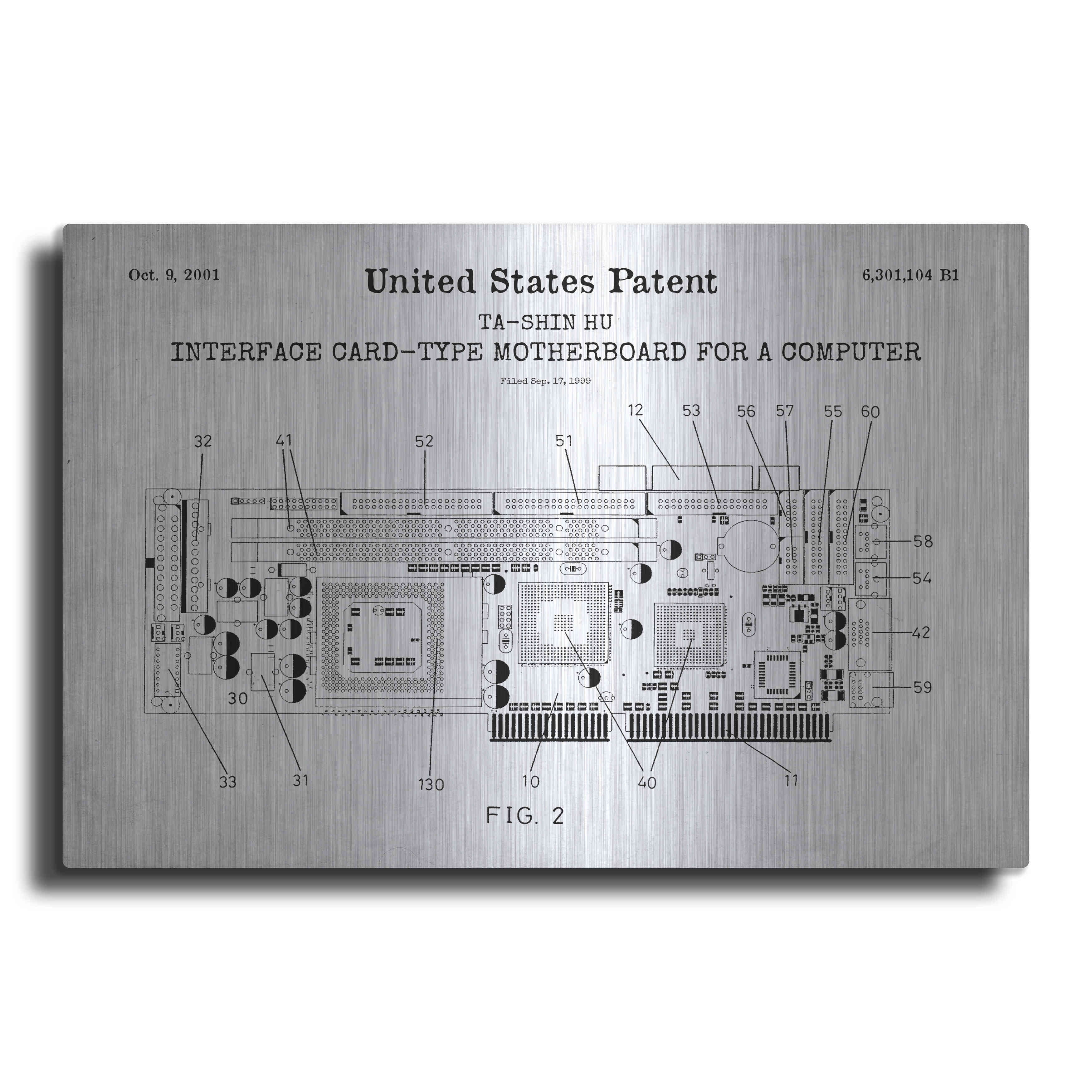 Luxe Metal Art 'Computer Motherboard Blueprint Patent White' Metal Wall ...