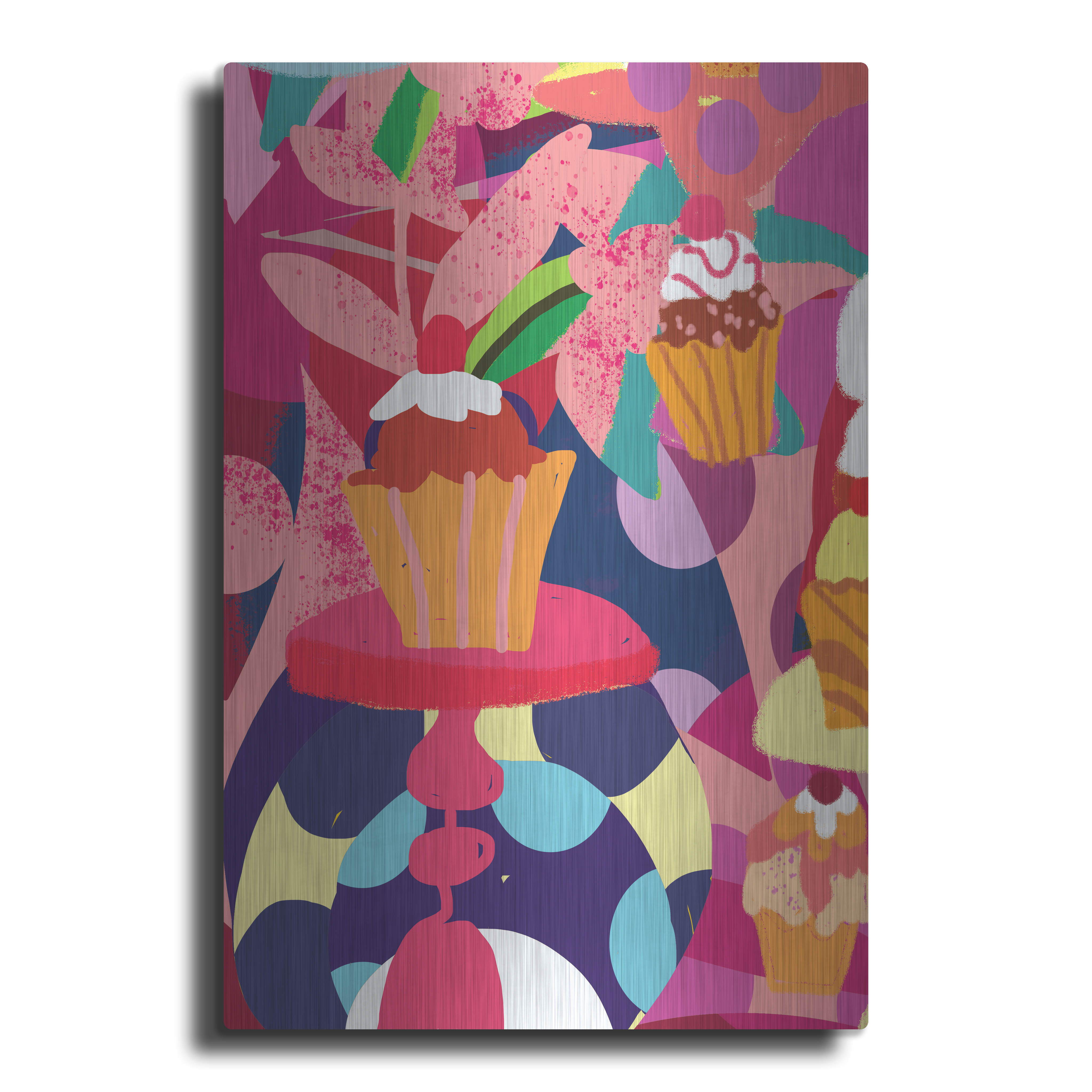Luxe Metal Art 'Cupcakes With Abstract Background' by Holly McGee ...