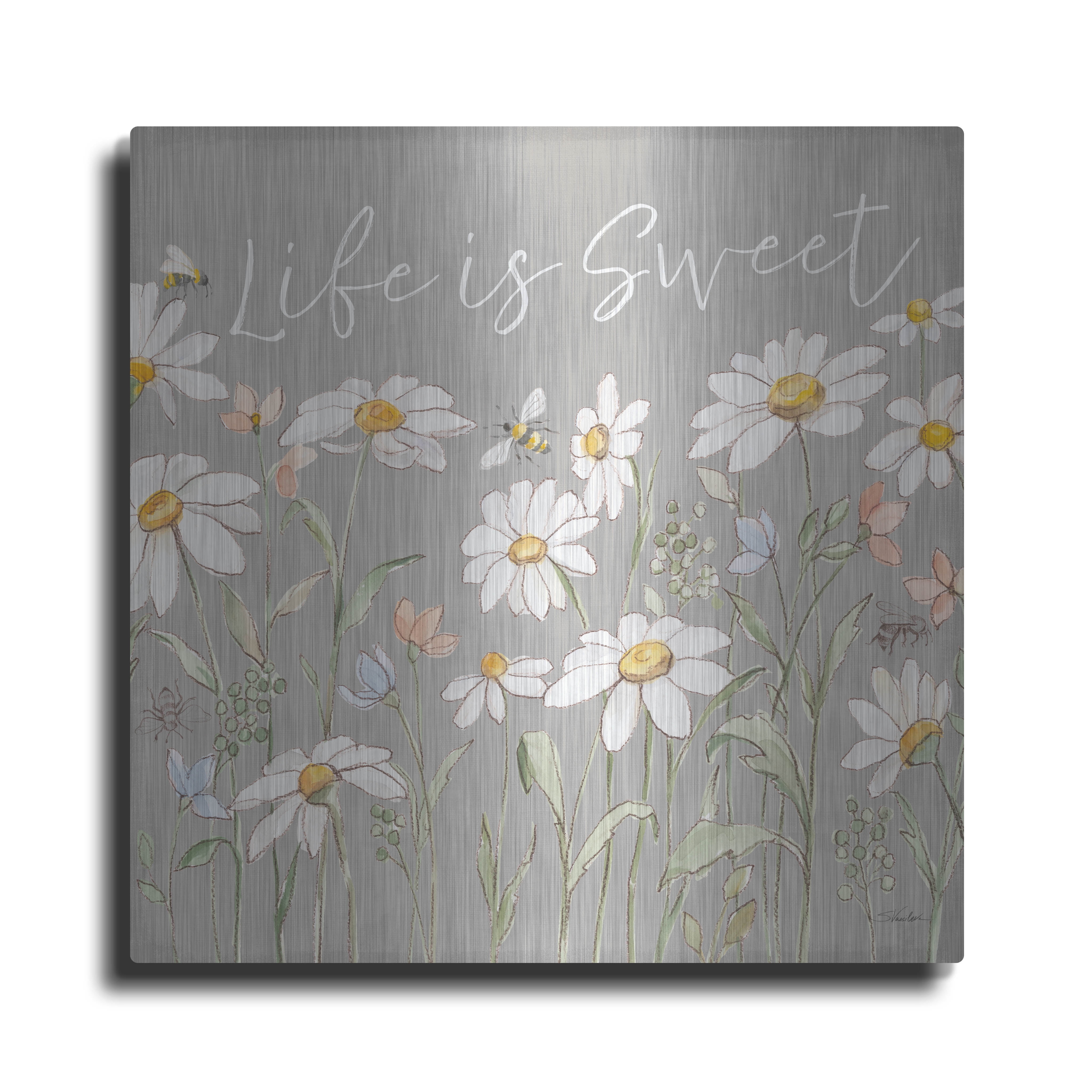 Luxe Metal Art 'Daisy Field 4 Sq' by Silvia Vassileva Metal Wall Art ...