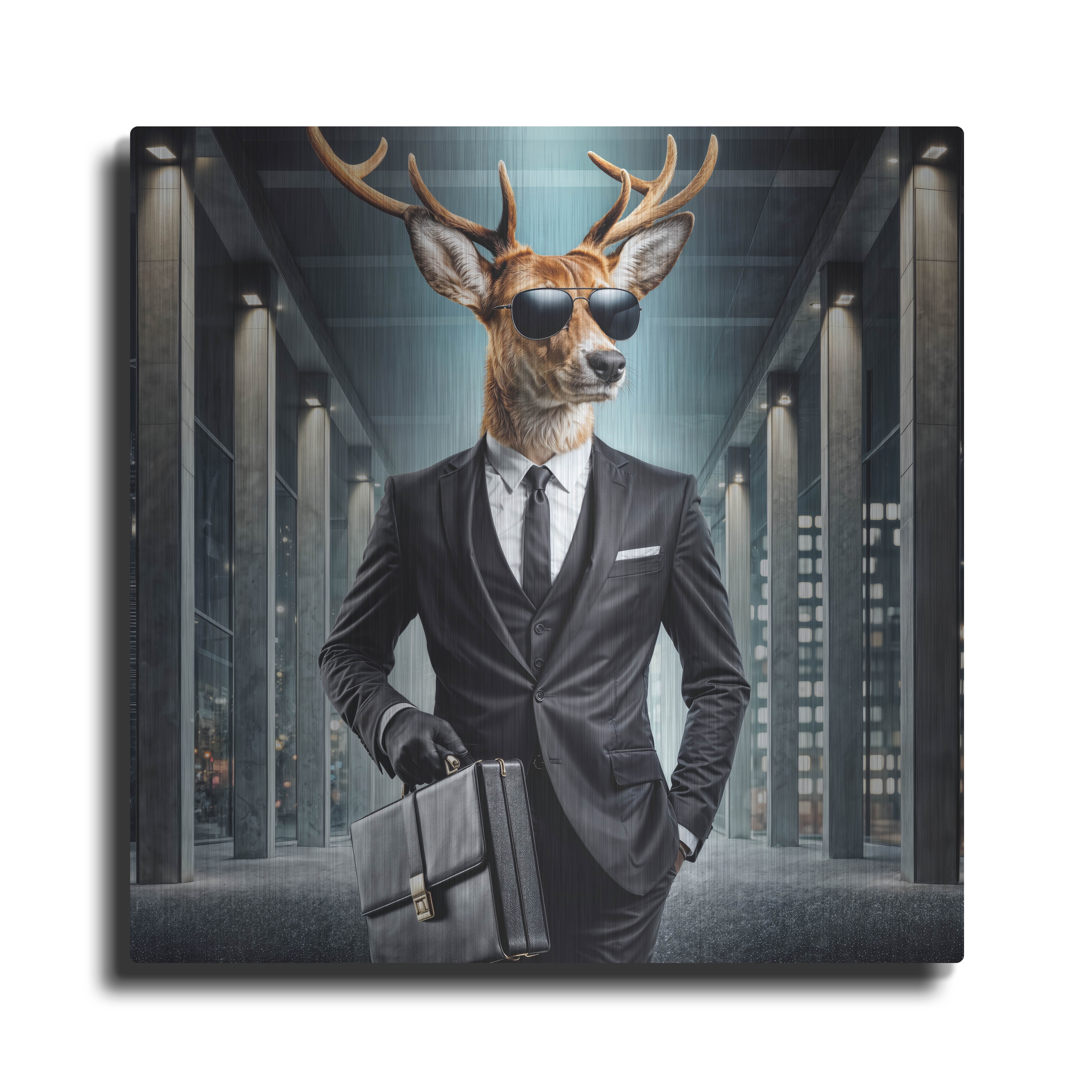 Luxe Metal Art 'Deer Agent' by Rey Klimt Metal Wall Art, 12" x 12 ...