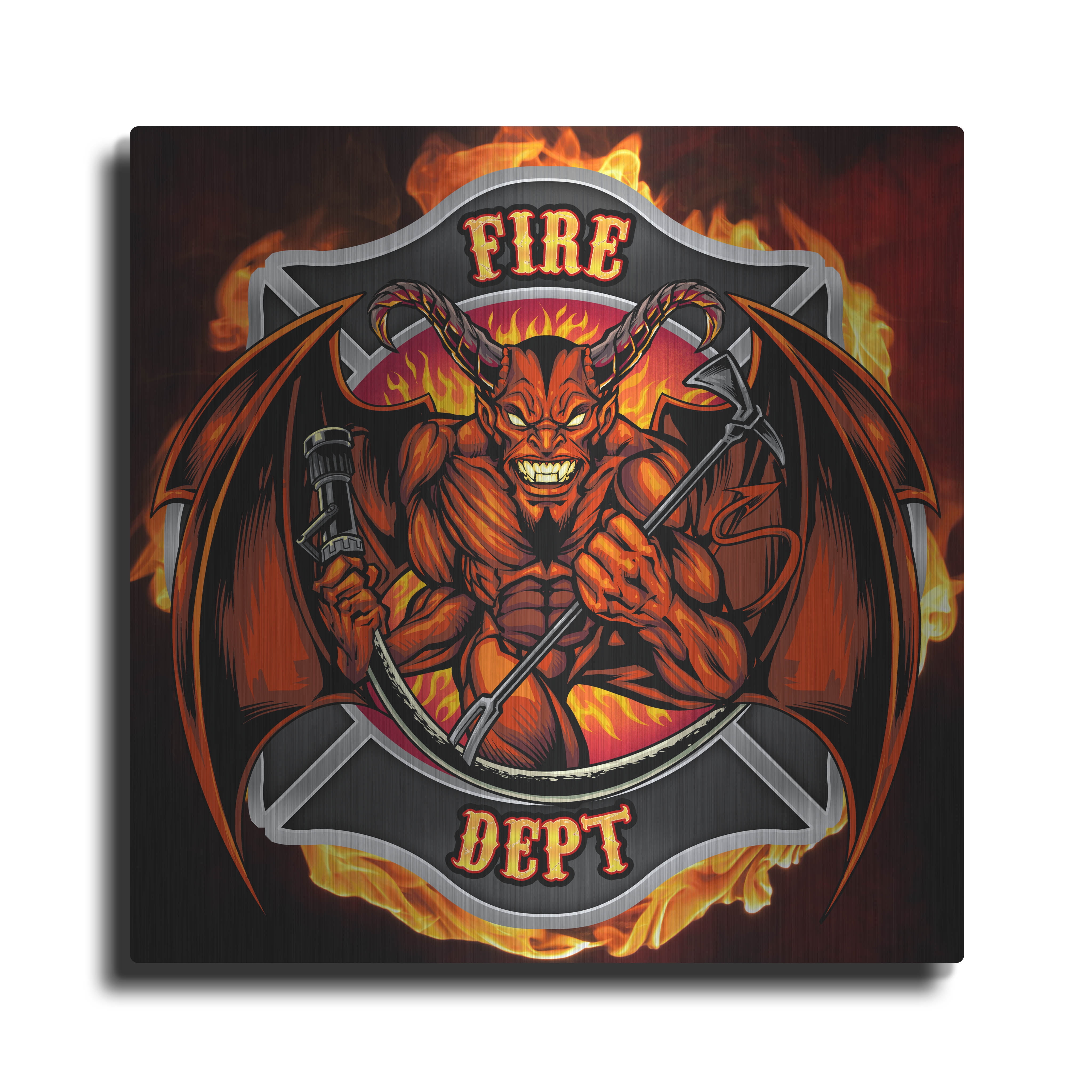 Luxe Metal Art 'Devil Fire Department Logo' by Flyland Designs, Metal ...