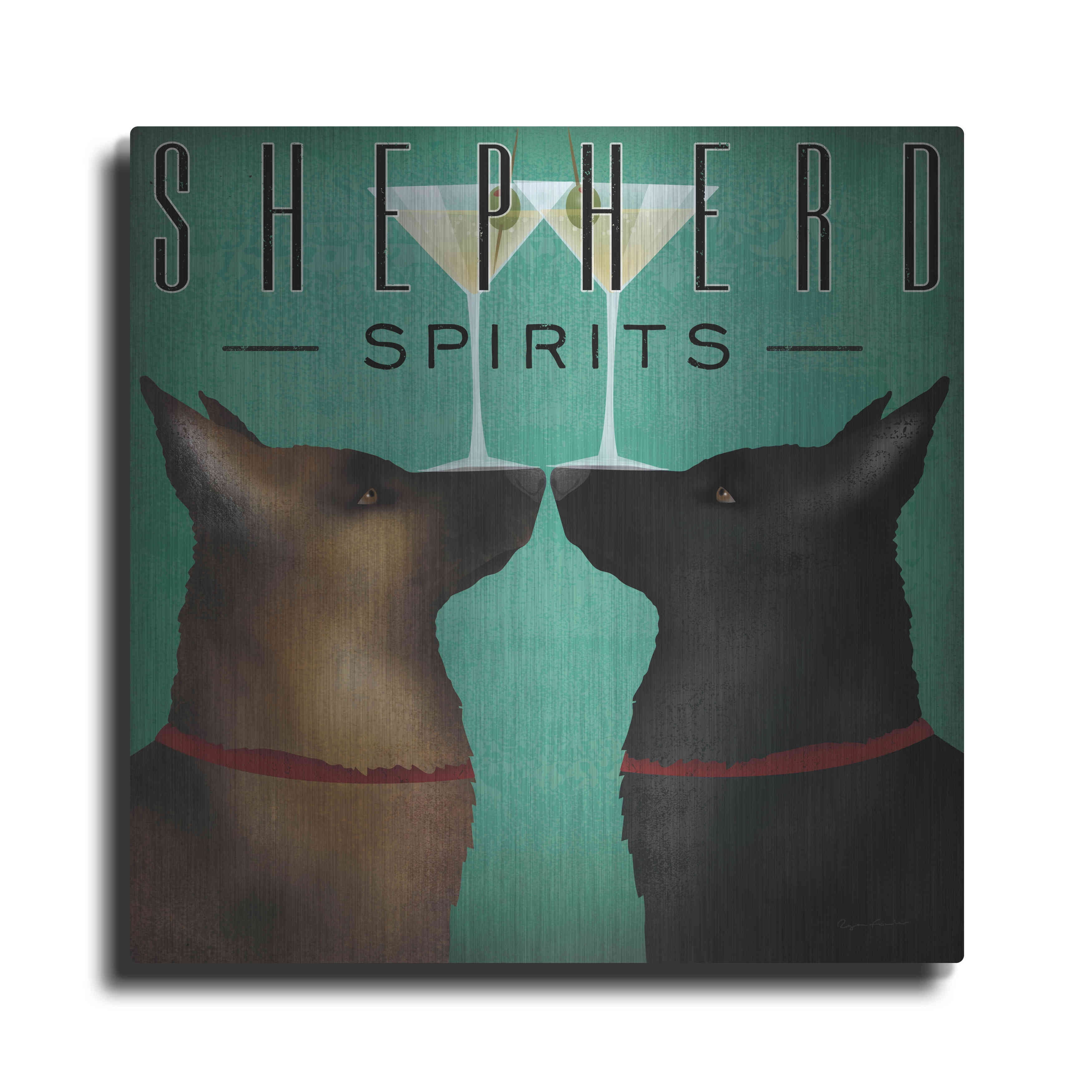 Luxe Metal Art 'Double Shepherd Martini' by Ryan Fowler, Metal Wall Art ...