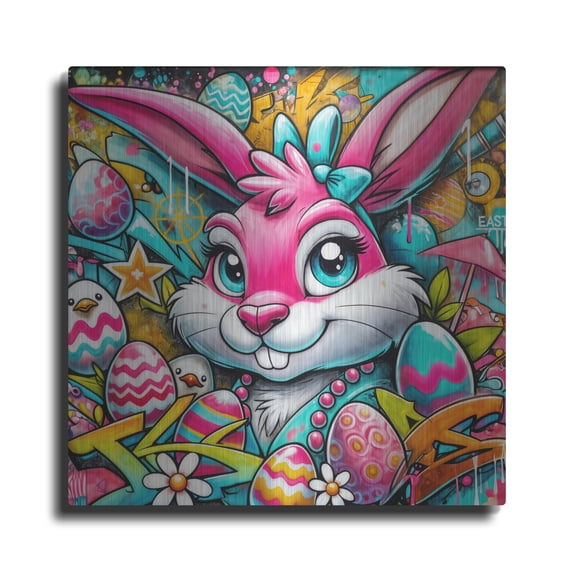 Luxe Metal Art 'Easter Bunny - Vivid Abstract' by Rey Klimt Metal Wall ...