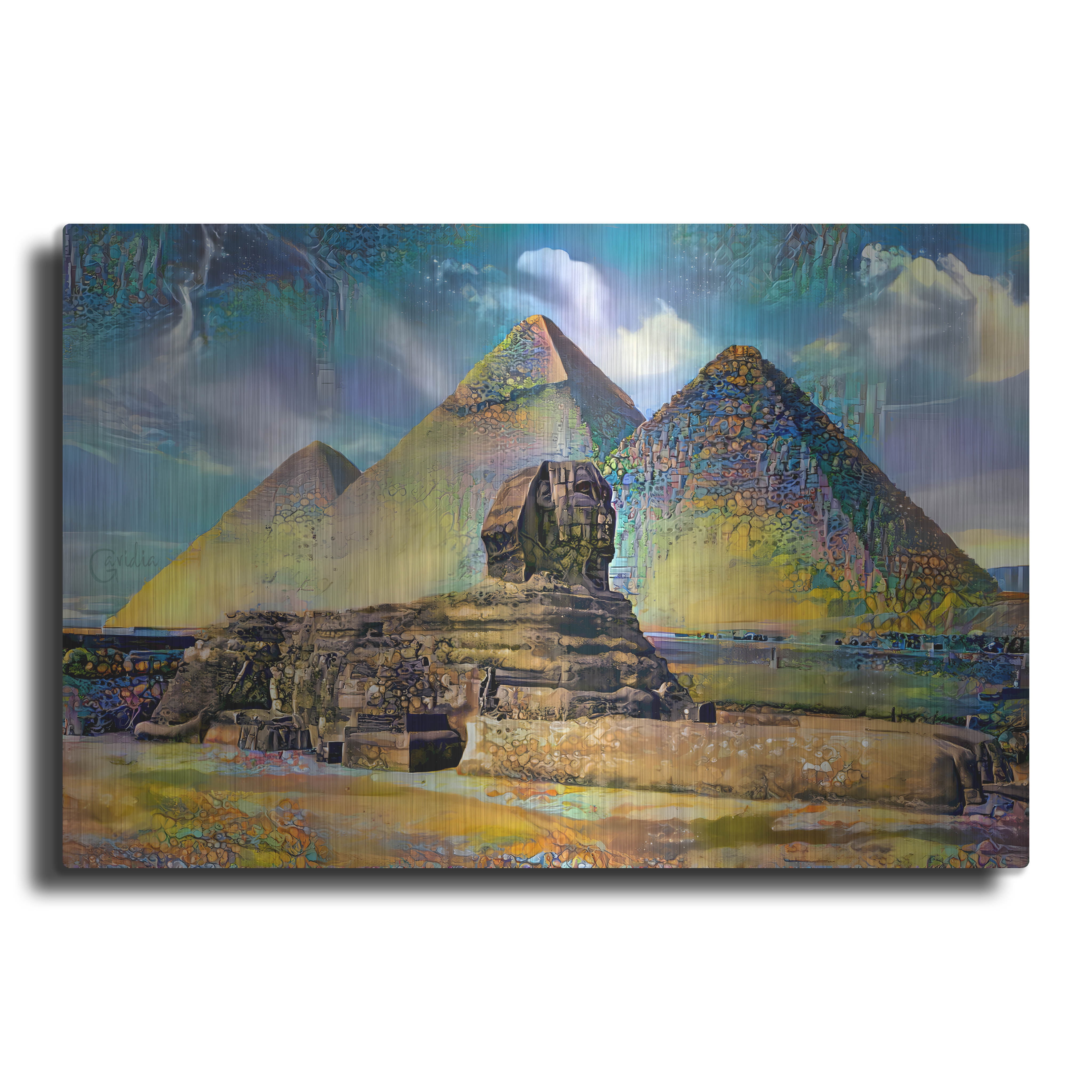 Luxe Metal Art 'Egypt Giza Pyramids Sphinx' by Pedro Gavidia Metal Wall ...