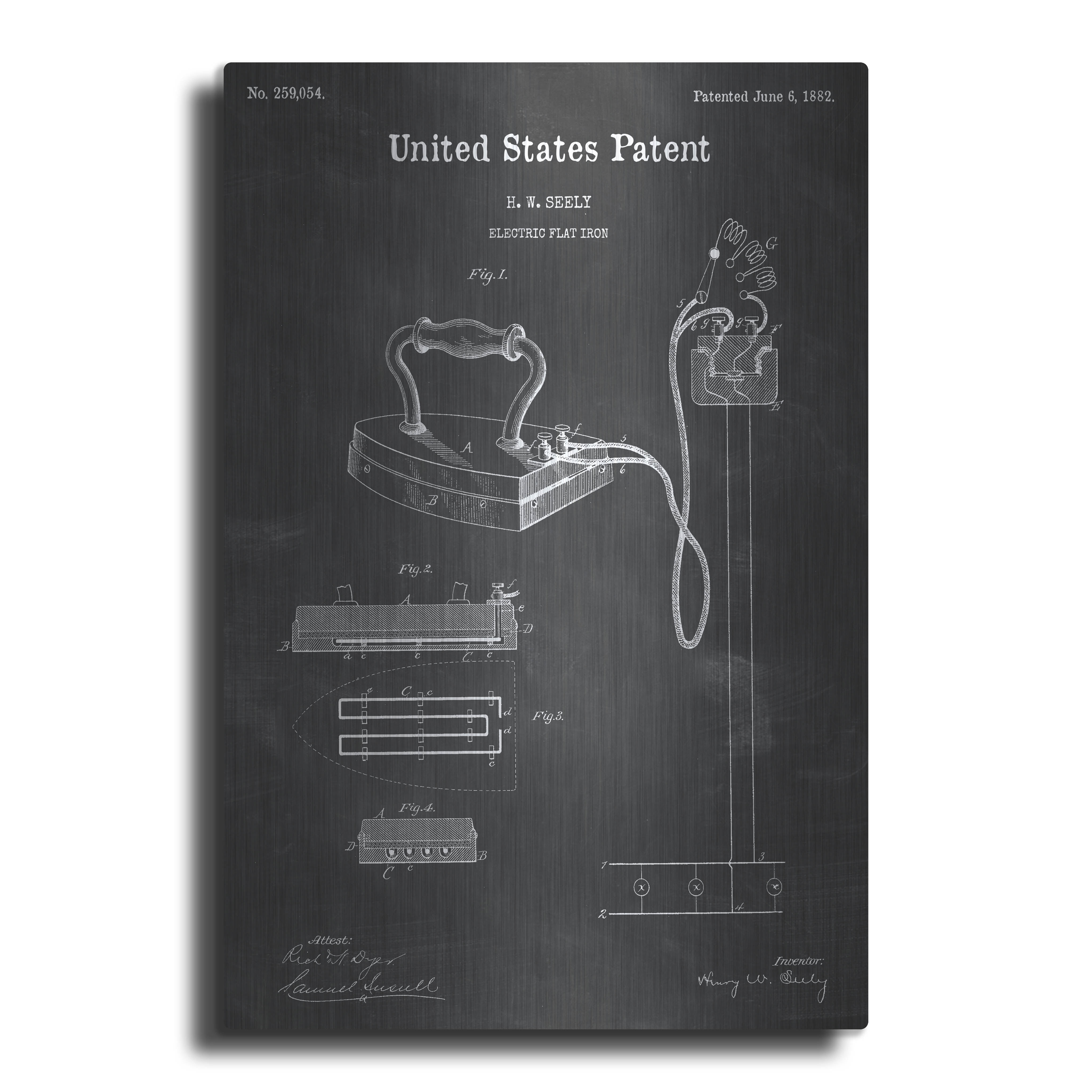 Luxe Metal Art 'Electric Flat Iron Blueprint Patent Chalkboard' Metal ...