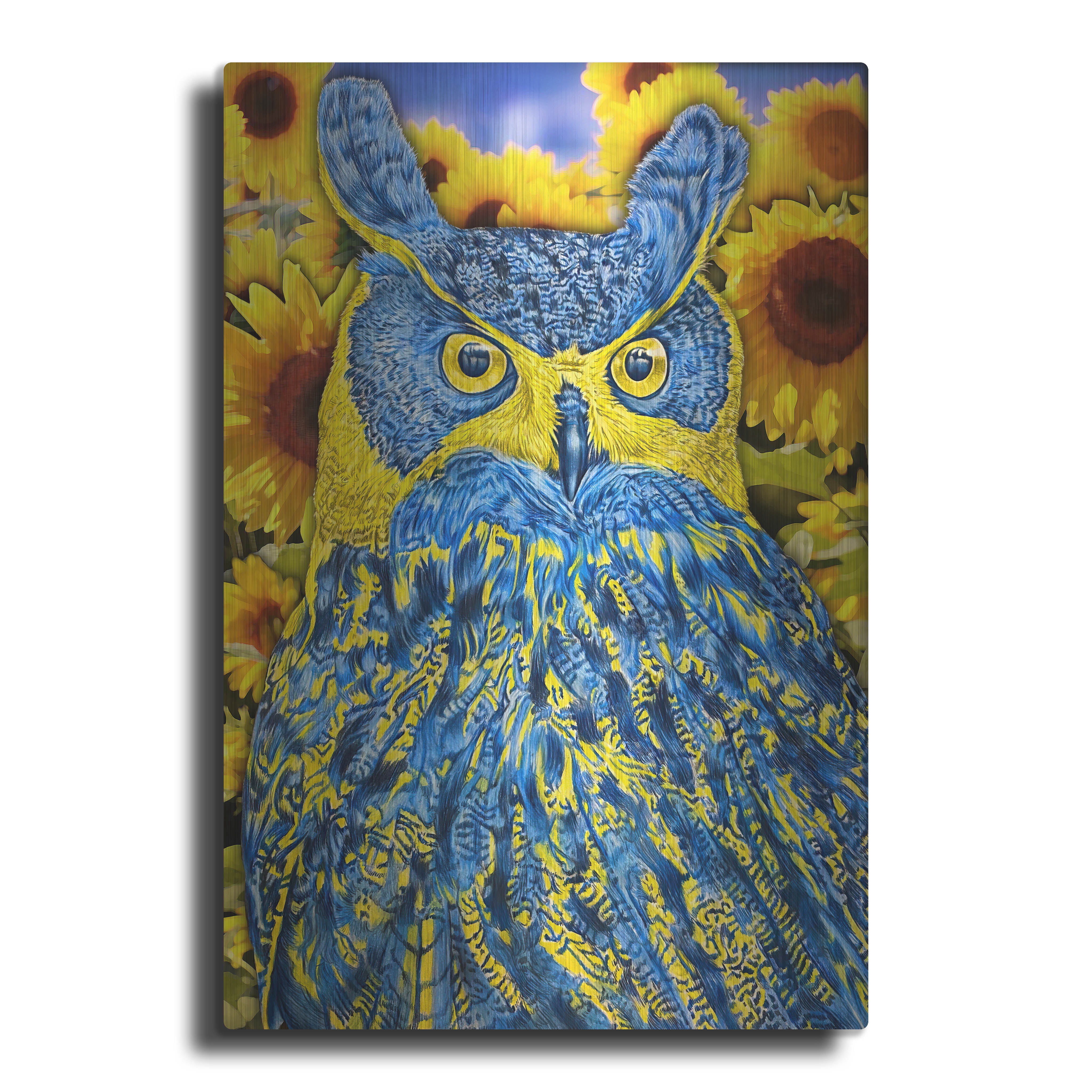 Luxe Metal Art 'Eurasian Eagle Owl' by Tim Jeffs Metal Wall Art, 24" x ...