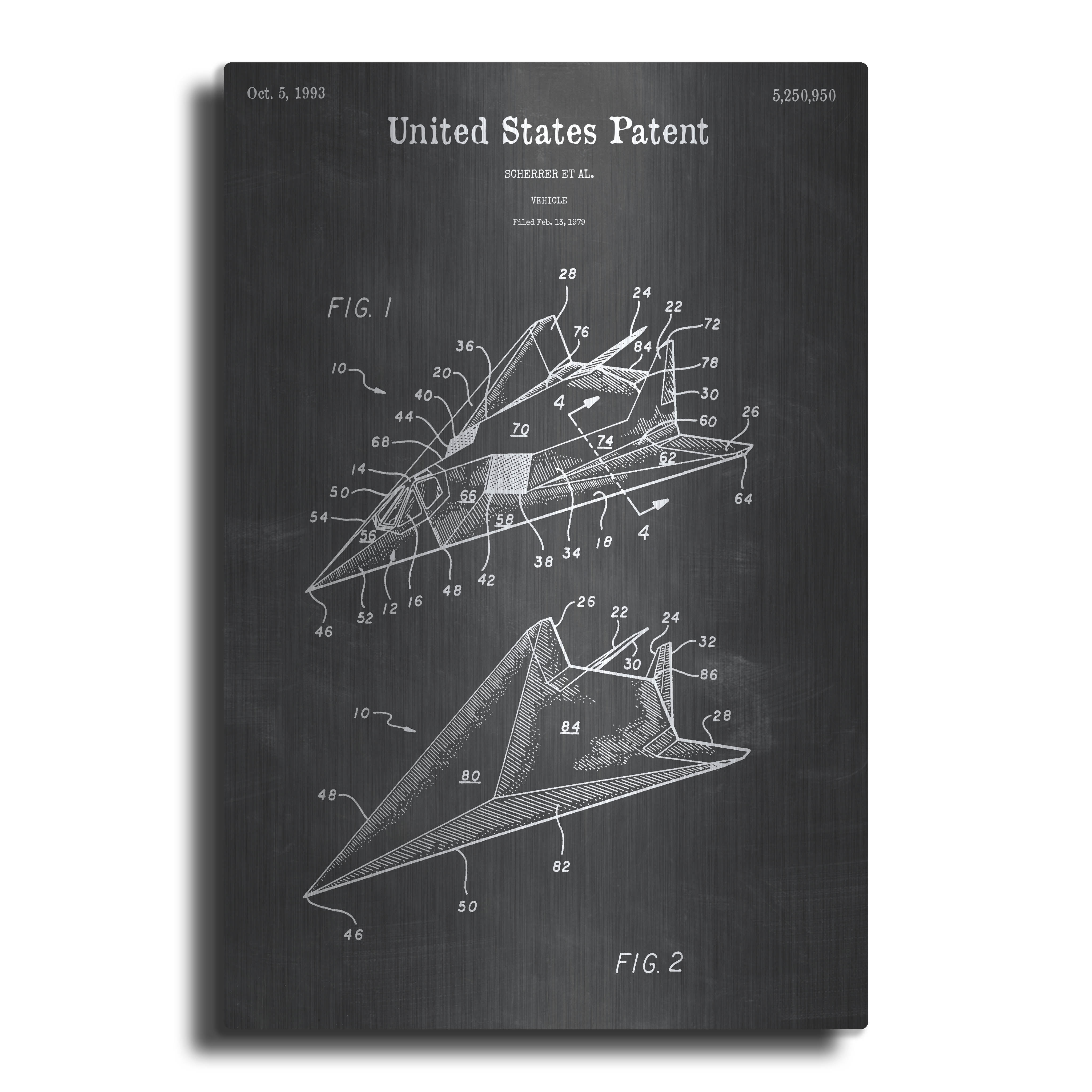 Luxe Metal Art 'F-117 Nighthawk Stealth Fighter Blueprint Patent ...