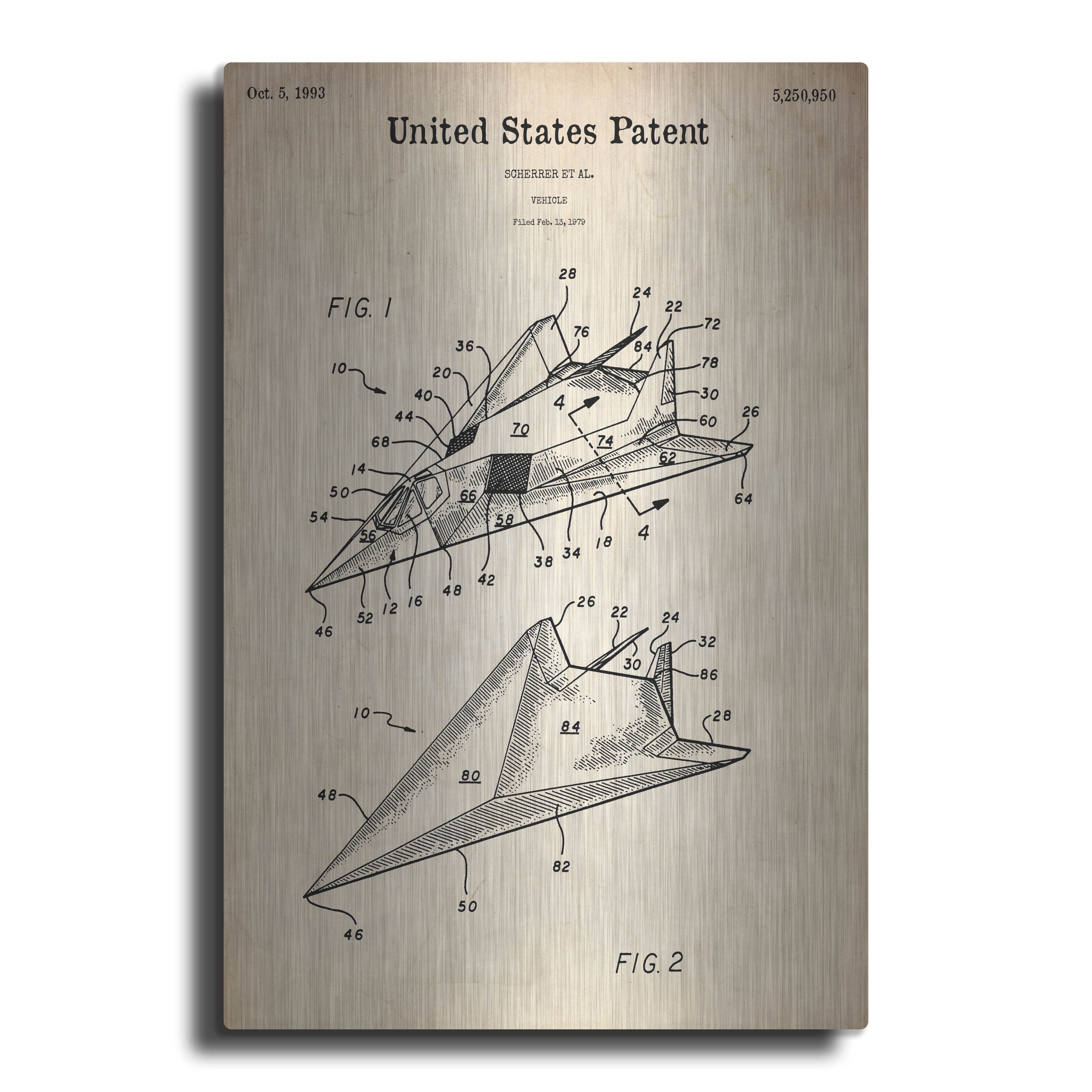Luxe Metal Art 'F-117 Nighthawk Stealth Fighter Blueprint Patent ...