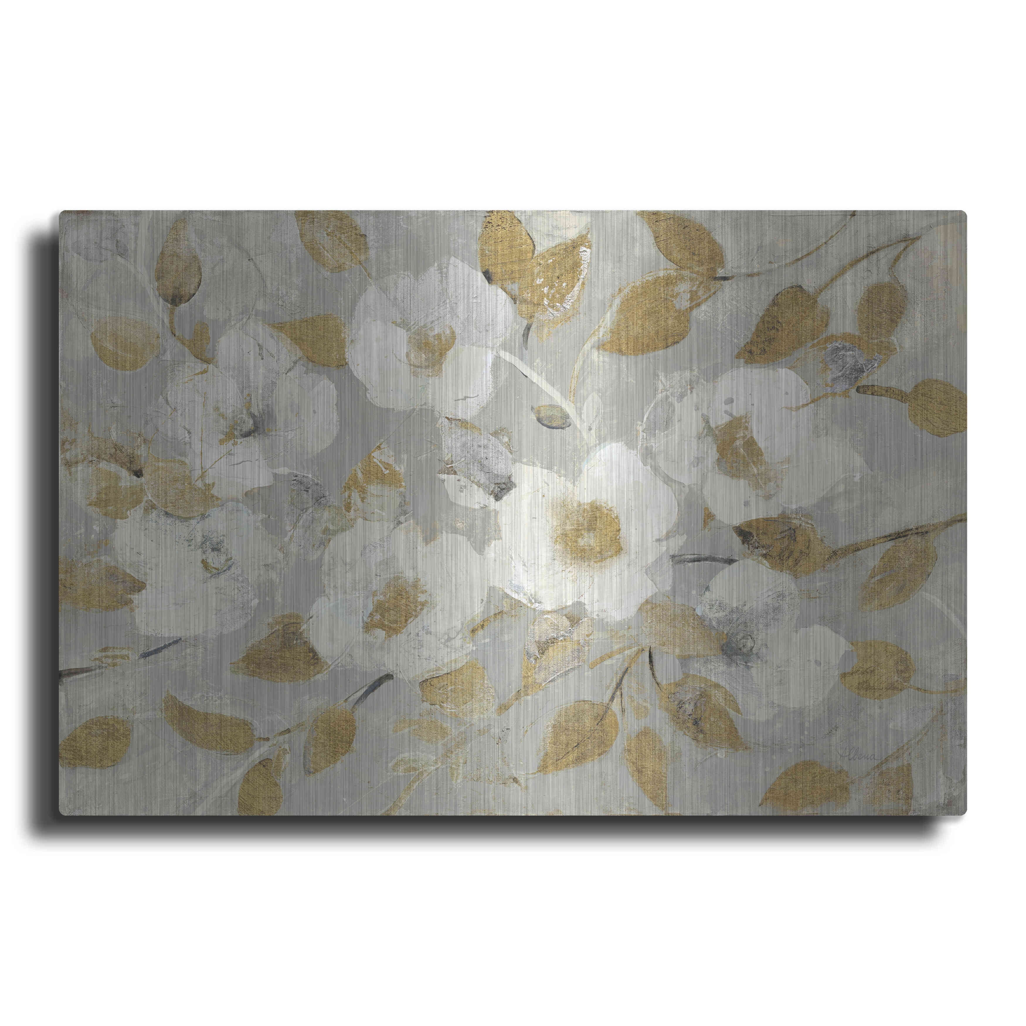 Luxe Metal Art 'Fading Spring Gray and Gold' by Albena Hristova, Metal ...