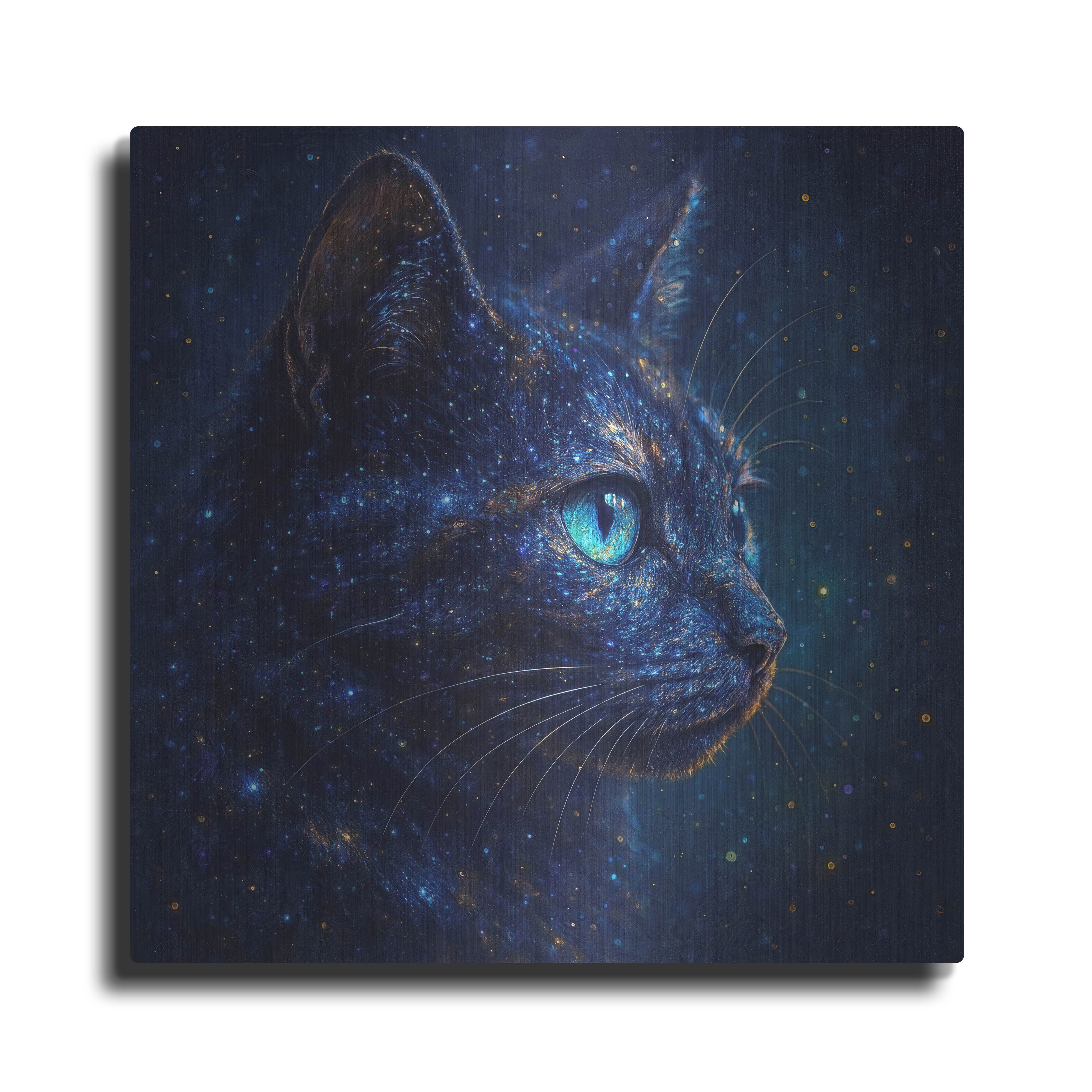 Luxe Metal Art 'Feline Starlight' by Rey Klimt Metal Wall Art, 24" x 24 ...