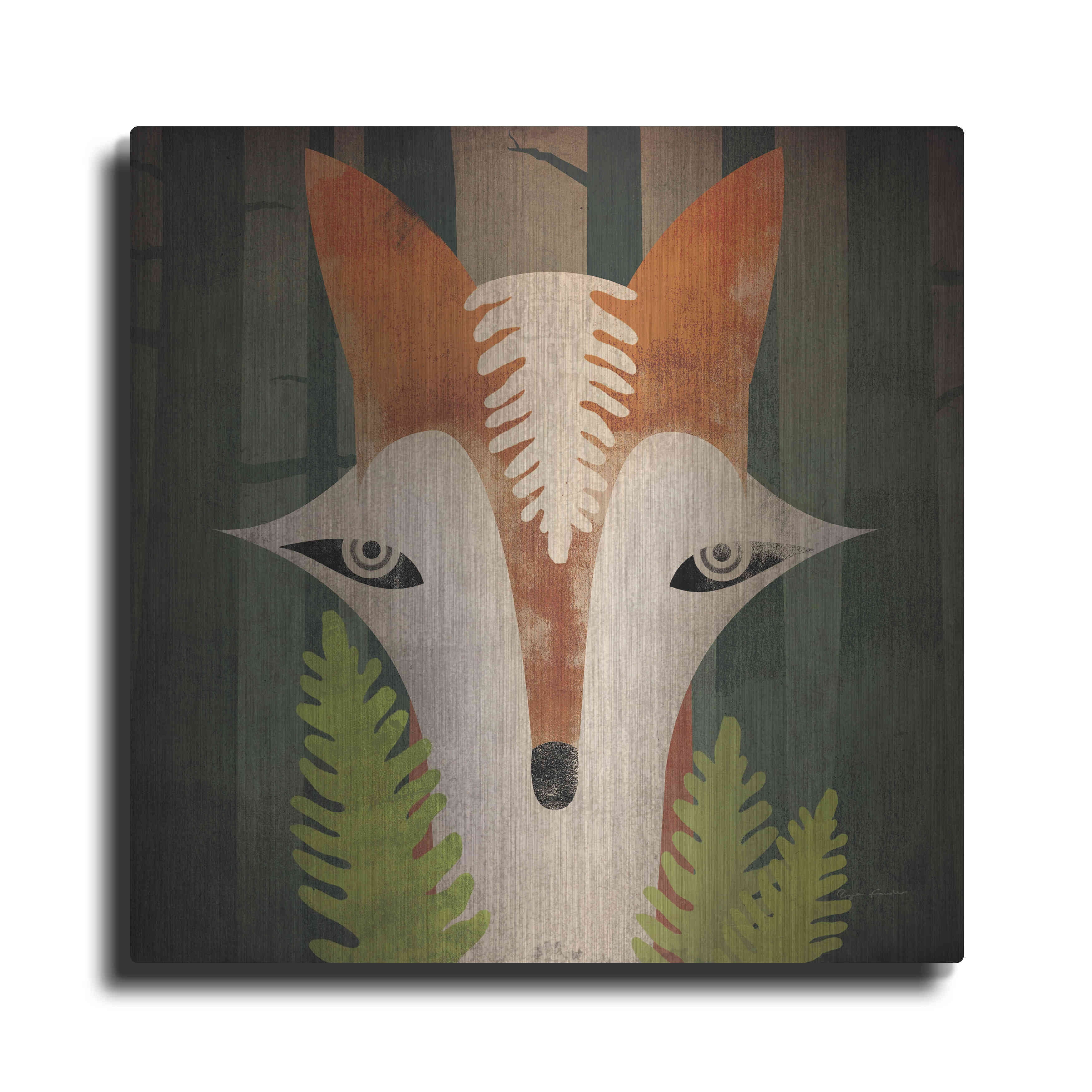 Luxe Metal Art 'Fern Fox' by Ryan Fowler, Metal Wall Art, 24"x24 ...