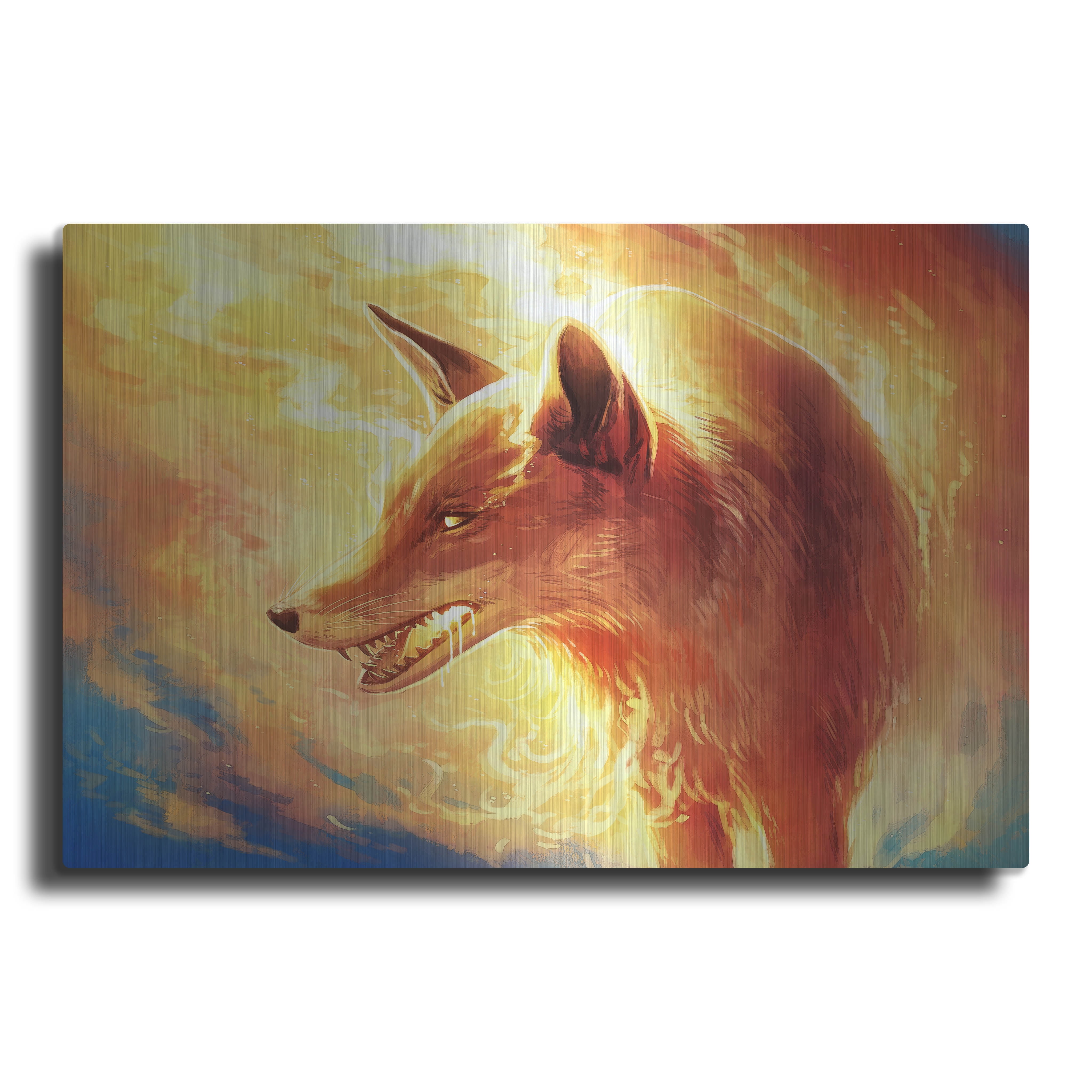 Luxe Metal Art 'Fire Fox' by JoJoesArt, Metal Wall Art, 36"x24 ...