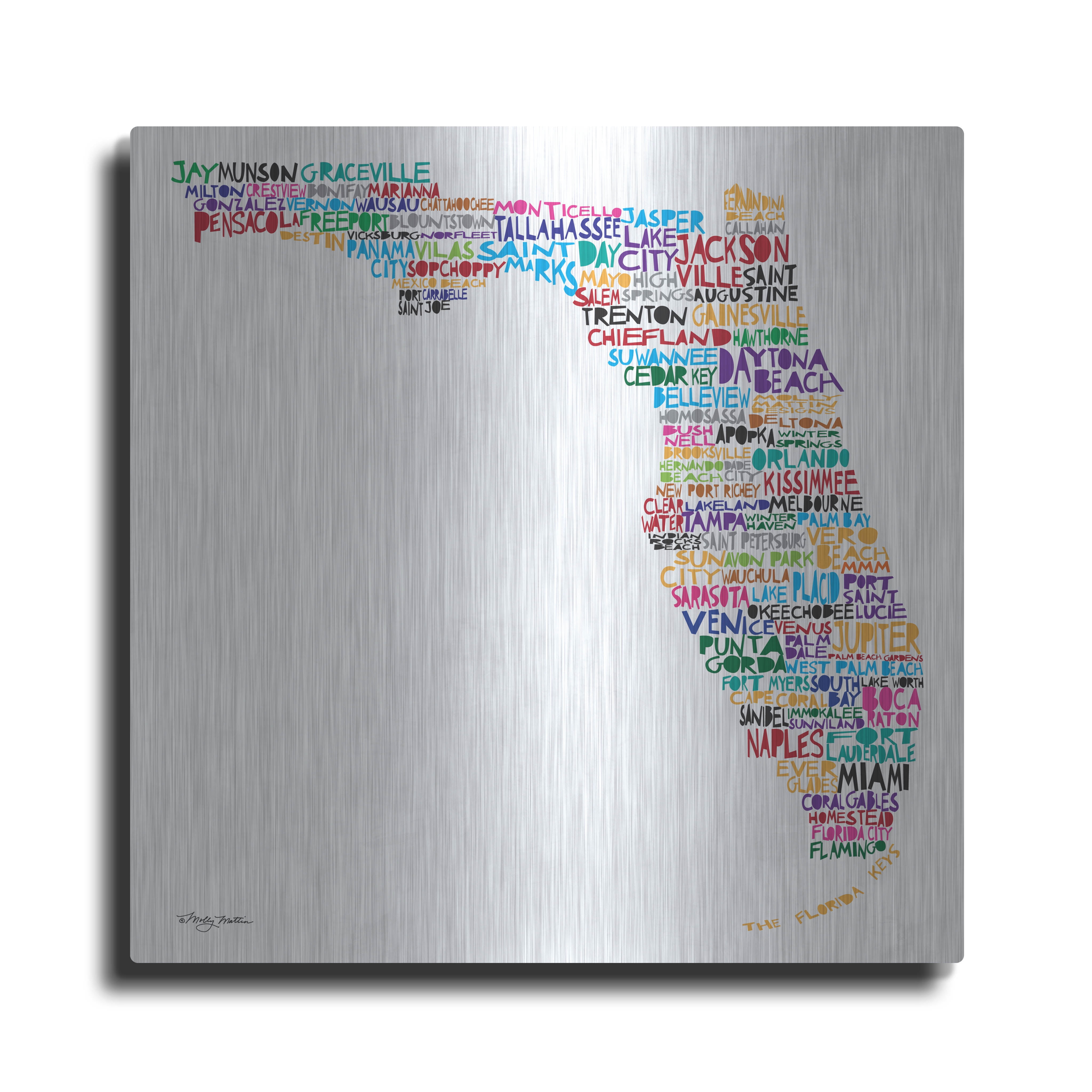 Luxe Metal Art 'Florida Map' by Molly Mattin Metal Wall Art, 24" x 24 ...