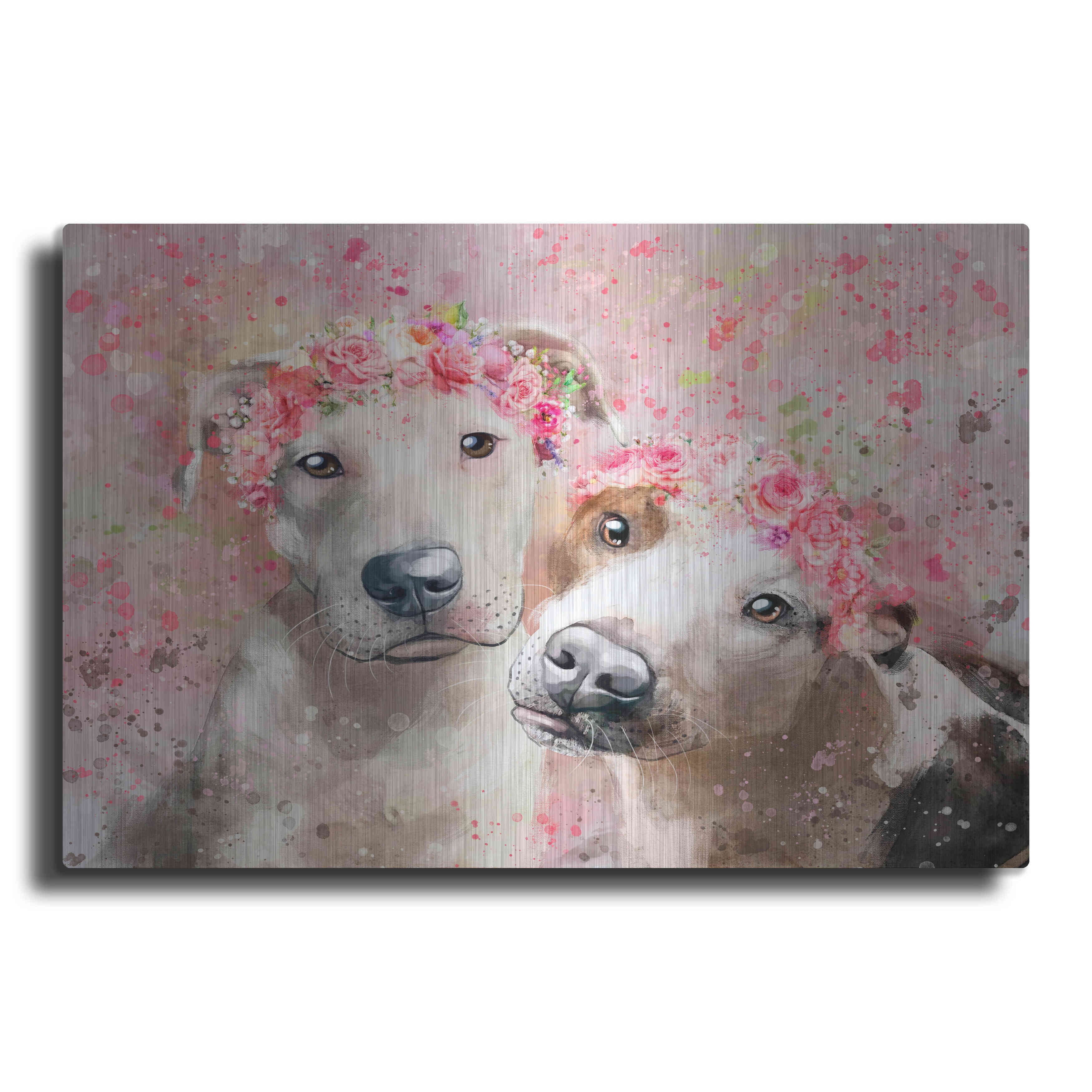 Luxe Metal Art 'Flower Crown Pit Bull 3' by Furbaby Affiliates, Metal ...