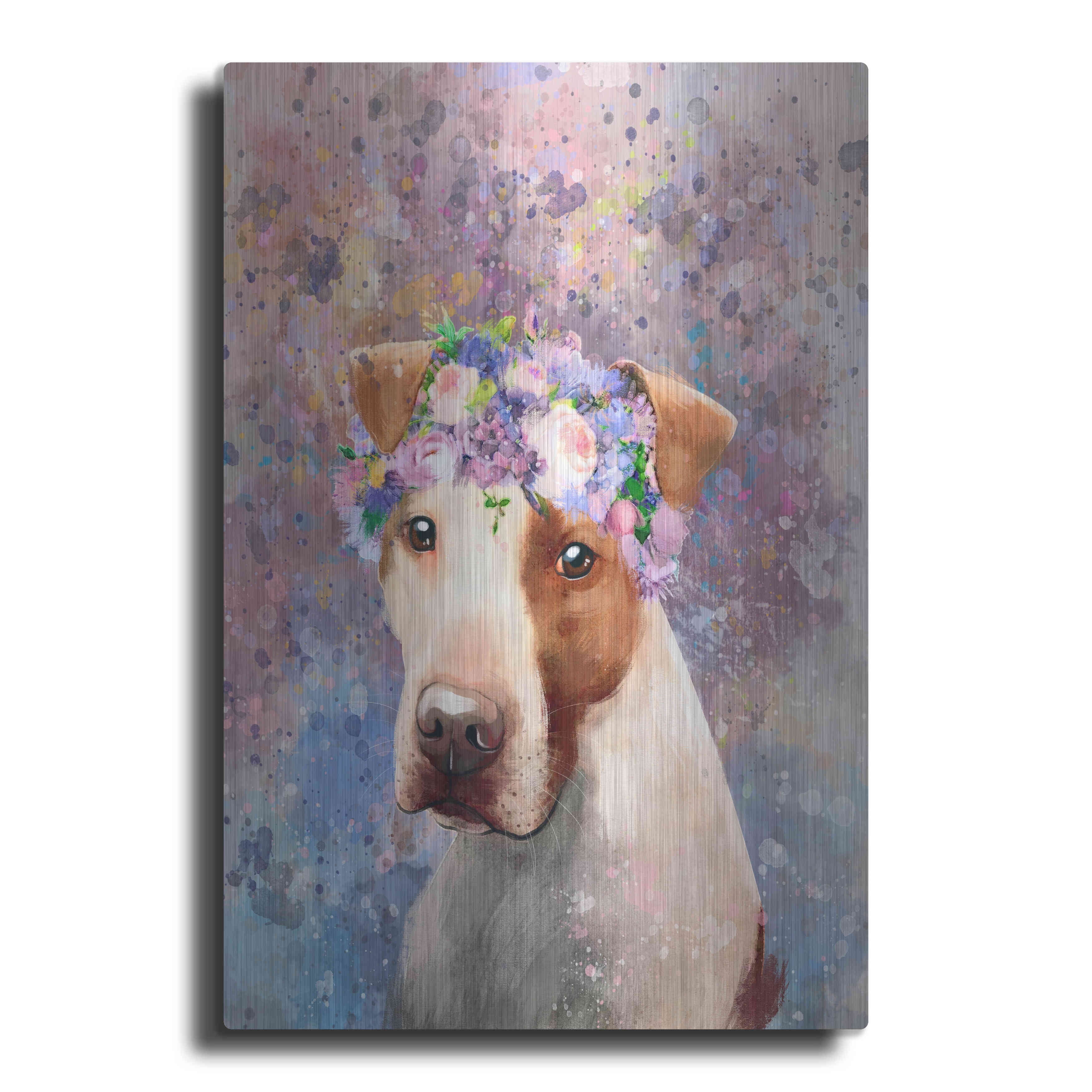 Luxe Metal Art 'Flower Crown Pit Bull 5' by Furbaby Affiliates, Metal ...