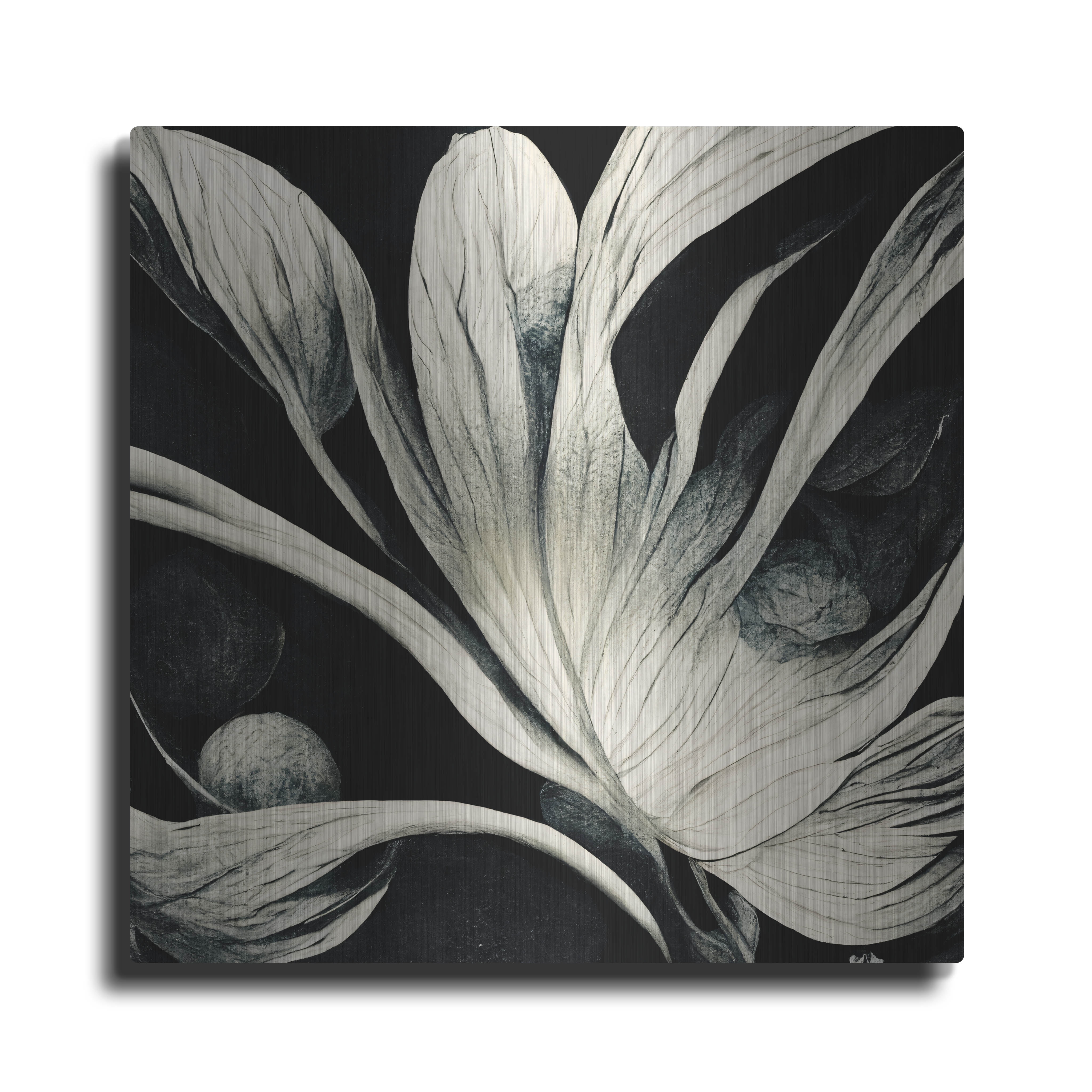 Luxe Metal Art 'Flowers Black White 29' by Ray Heere, Metal Wall Art ...