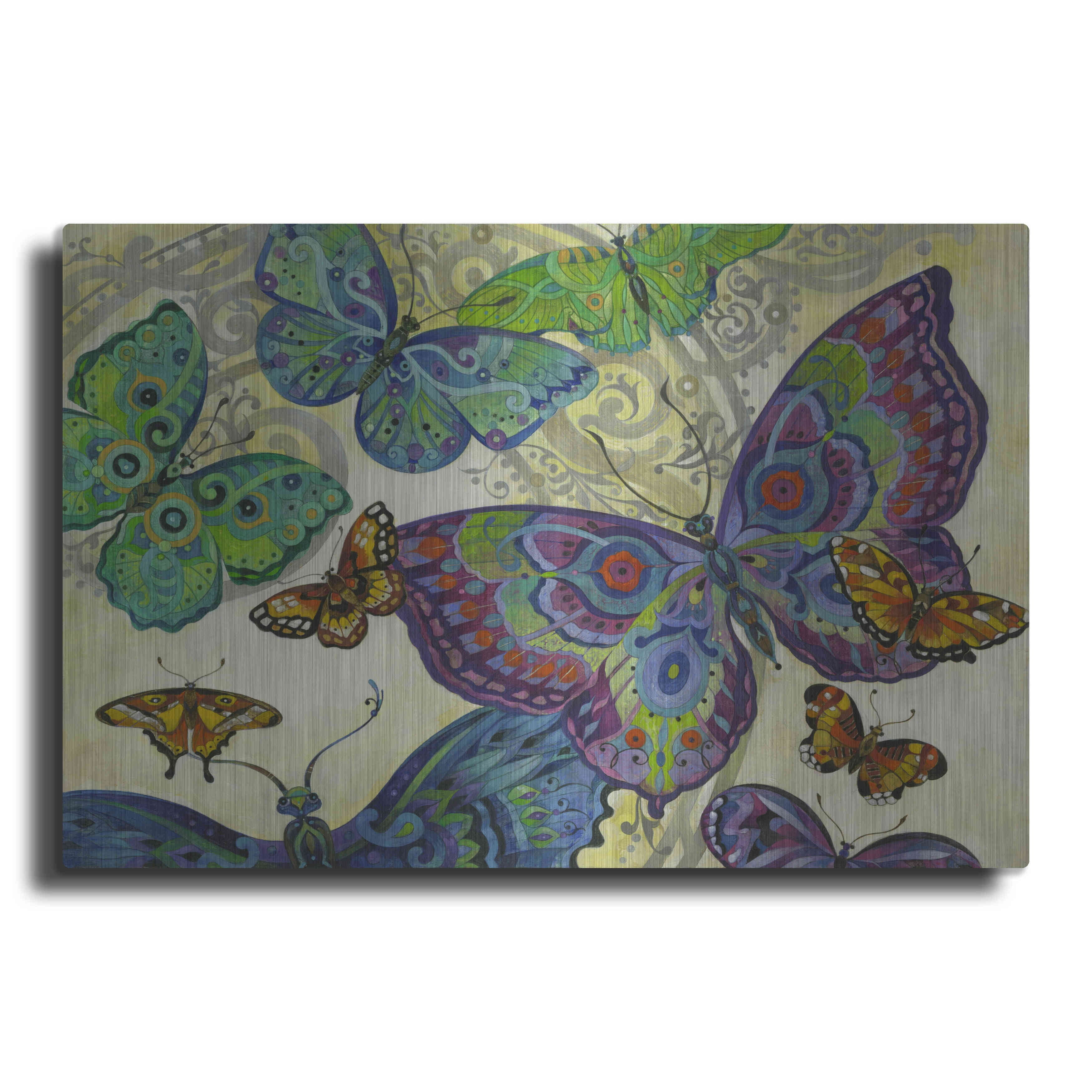 Luxe Metal Art 'Flutter Flock' by David Galchutt, Metal Wall Art, 24"x16" - Walmart.com