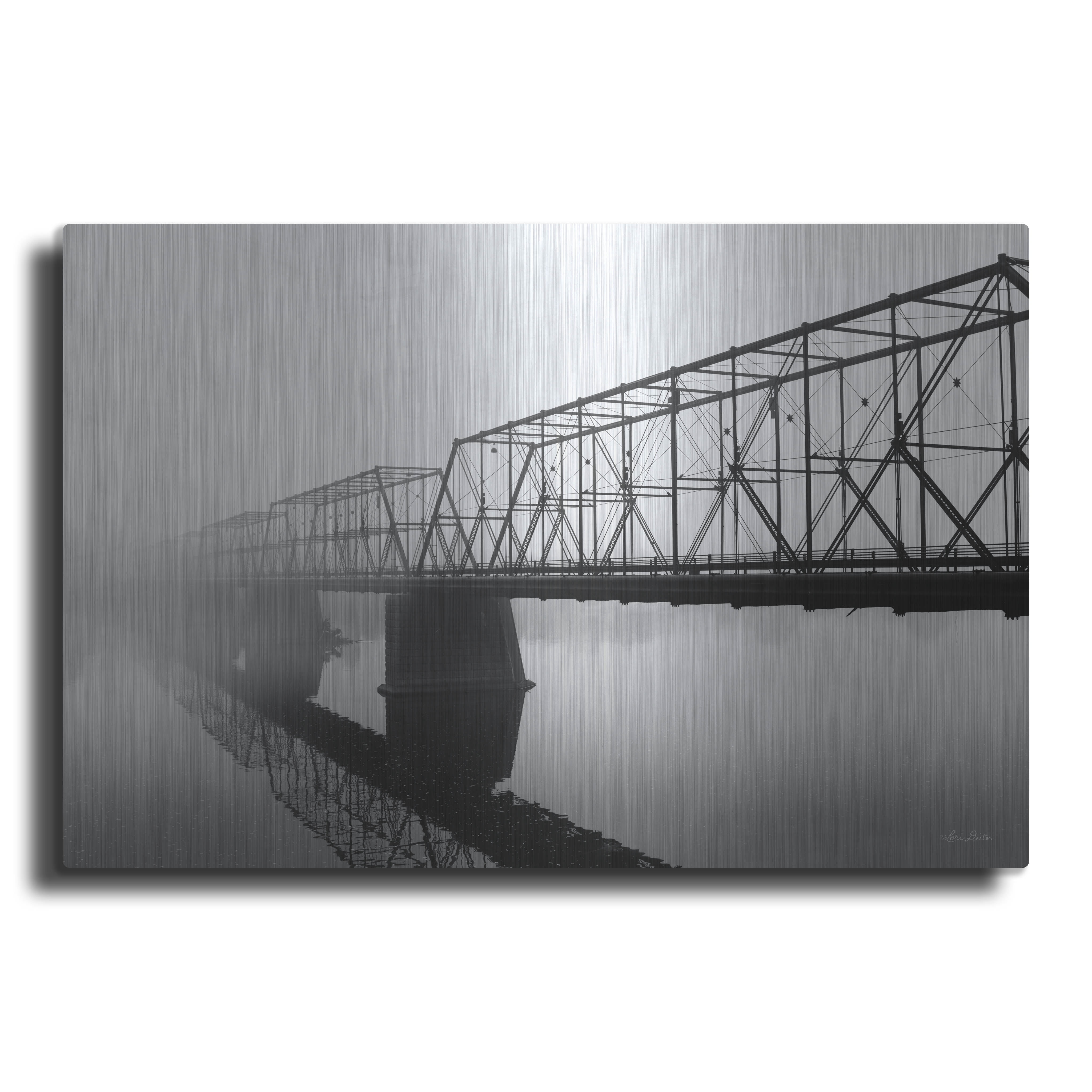 Luxe Metal Art 'Foggy Morning Bridge' by Lori Deiter, Metal Wall Art ...