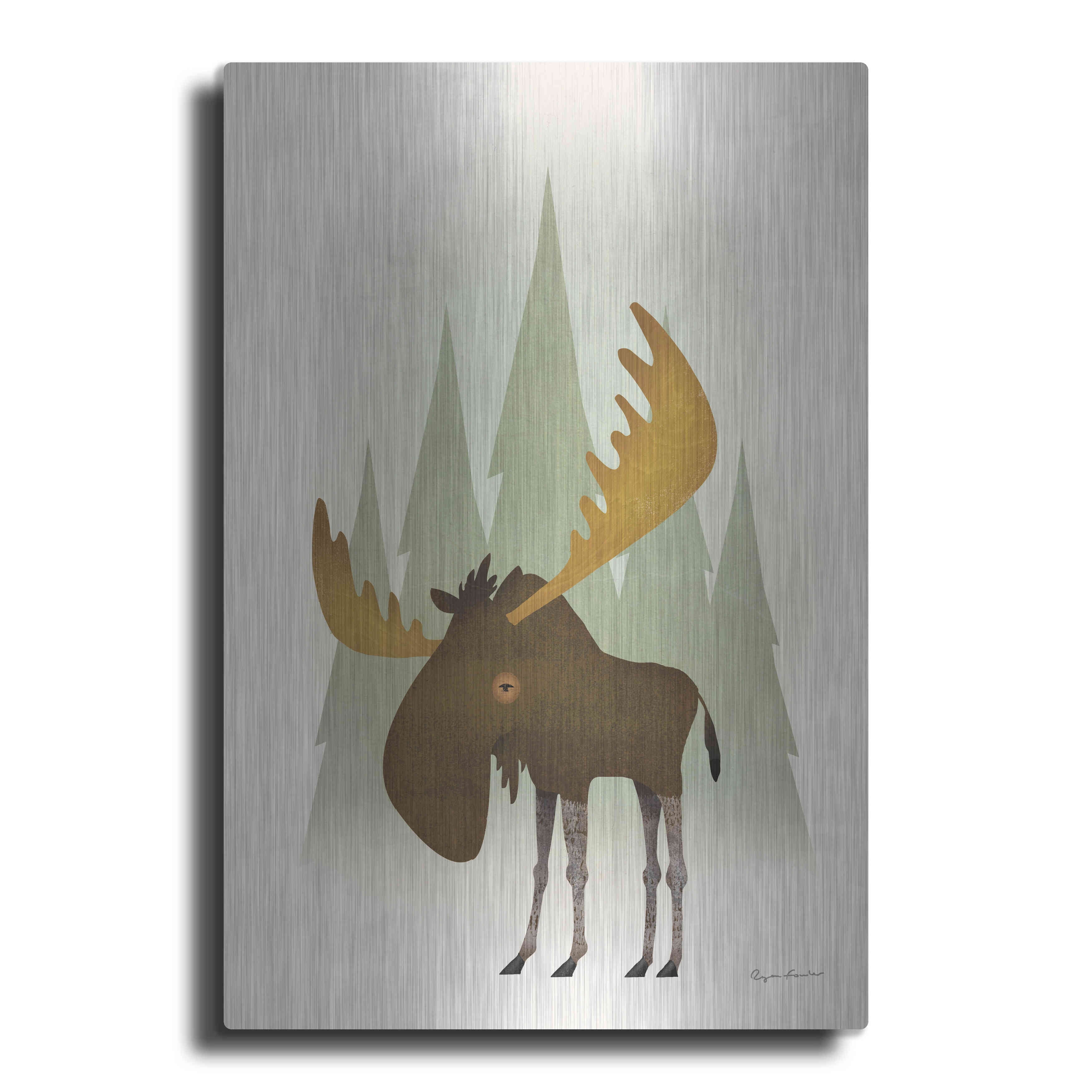 Luxe Metal Art 'Forest Moose' by Ryan Fowler, Metal Wall Art, 16"x24 ...