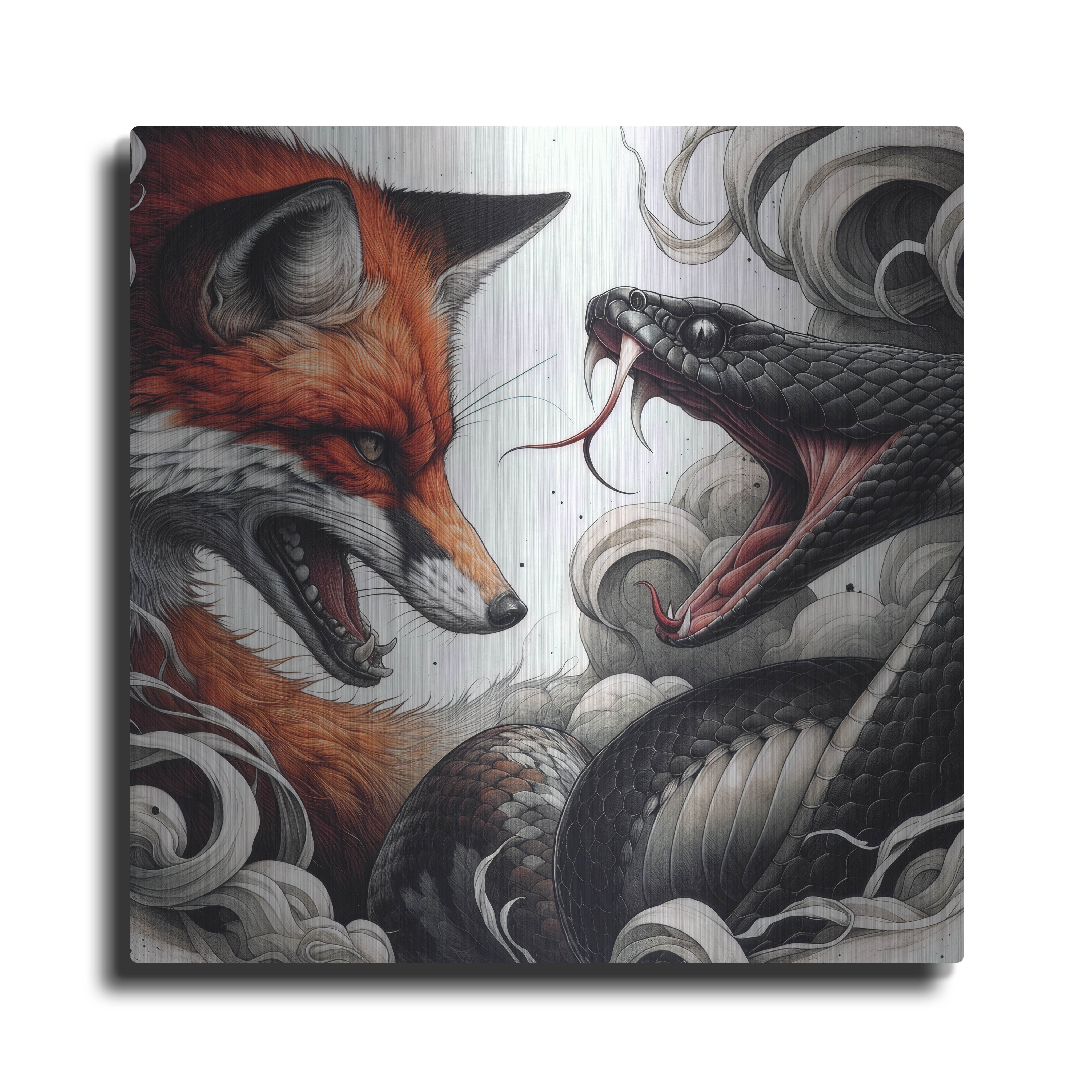 Luxe Metal Art 'Fox And Snake' by Rich Monet Metal Wall Art, 24" x 24" - Walmart.com