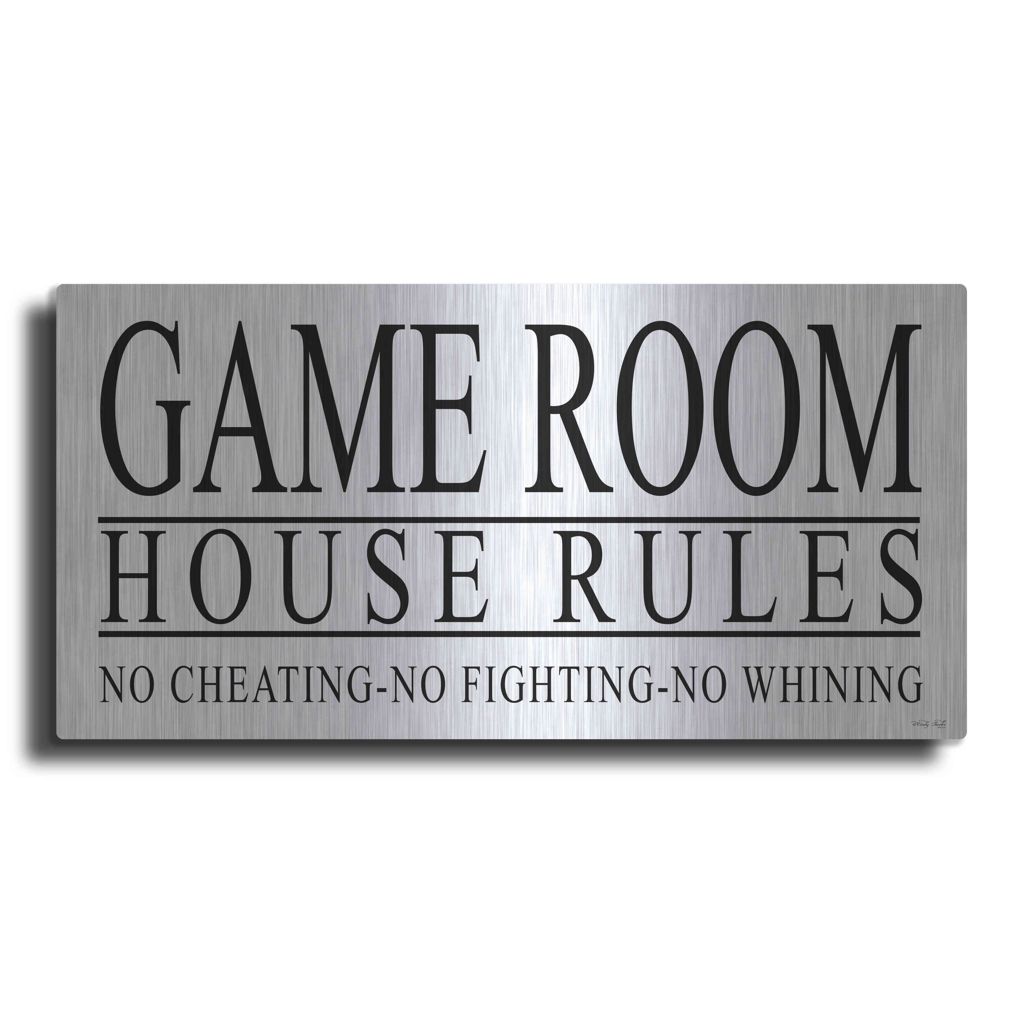 Luxe Metal Art 'Game Room House Rules I' by Cindy Jacobs, Metal Wall ...