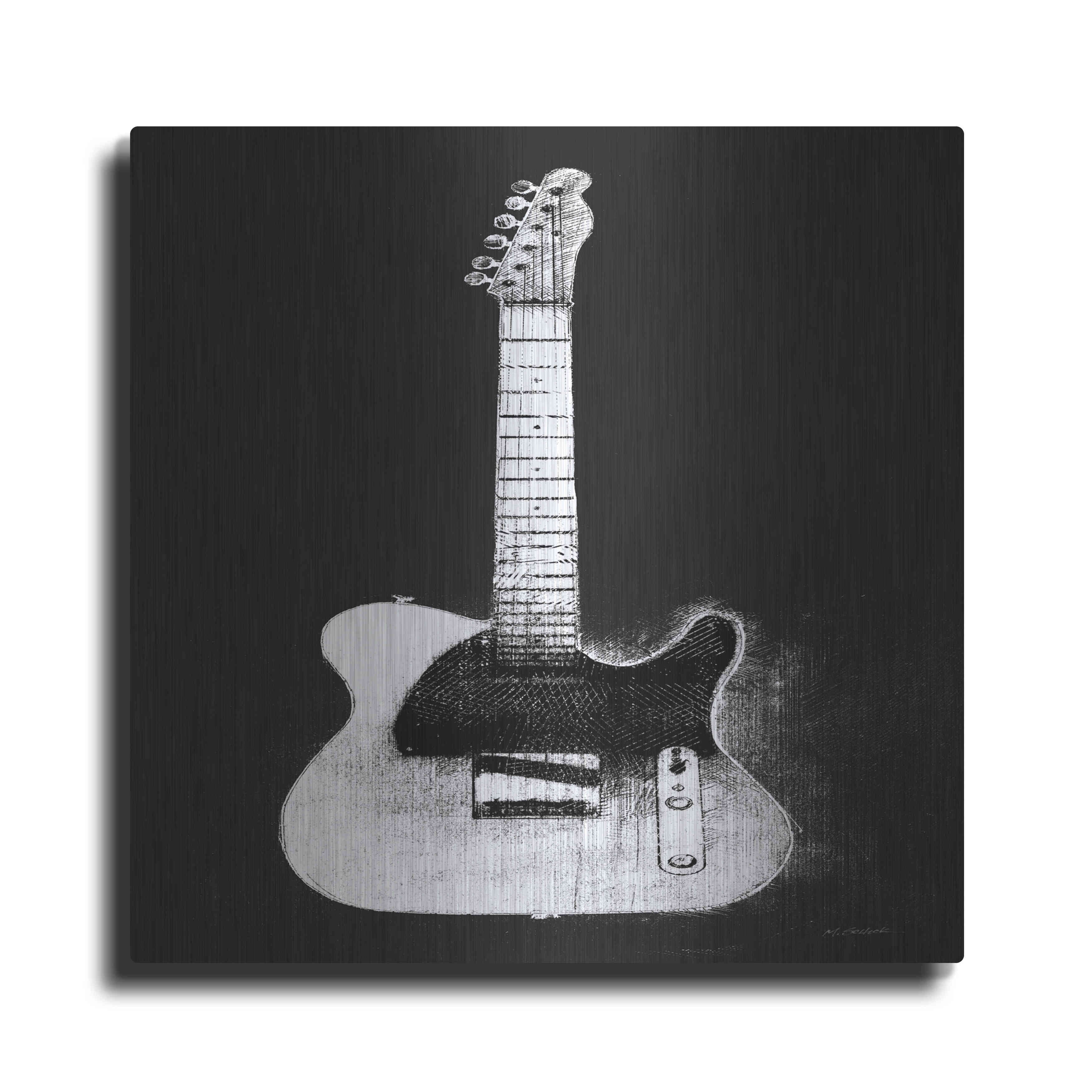 Luxe Metal Art 'Garage Band I Wb' by Mike Schick, Metal Wall Art, 24" x ...