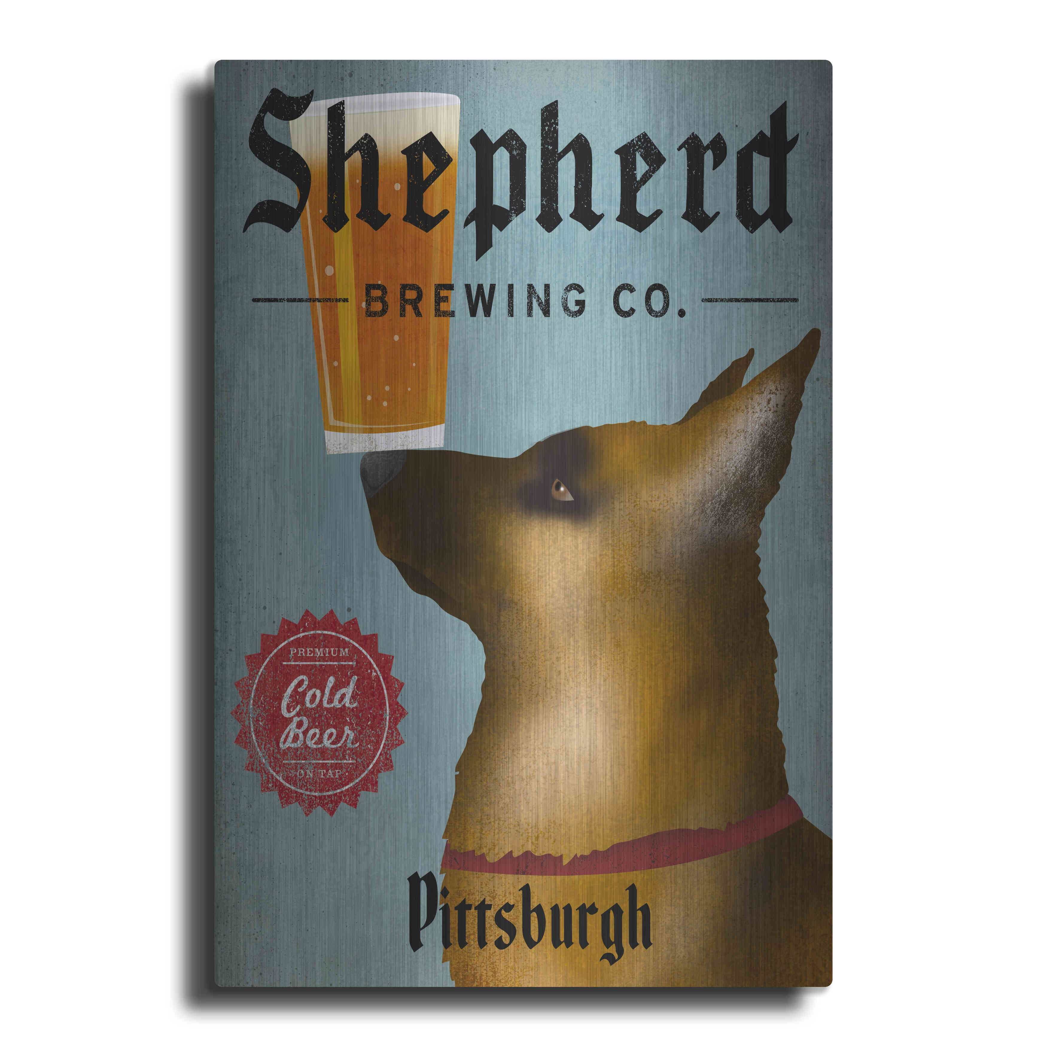 Luxe Metal Art 'German Shepherd Brewing Co Pittsburgh Black' by Ryan ...