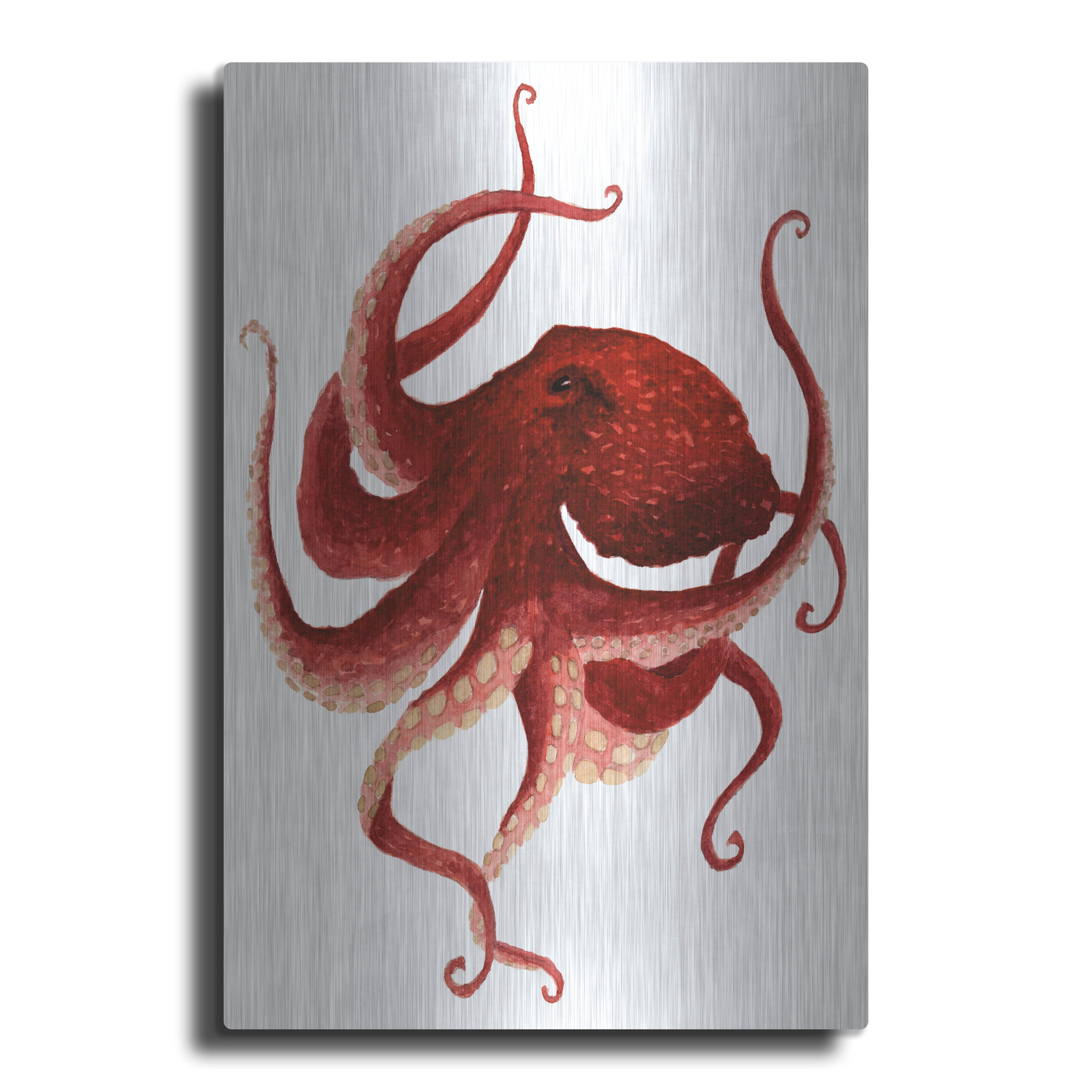 Luxe Metal Art ' Giant Pacific Octopus, Red' by Jeannine Saylor, Metal ...
