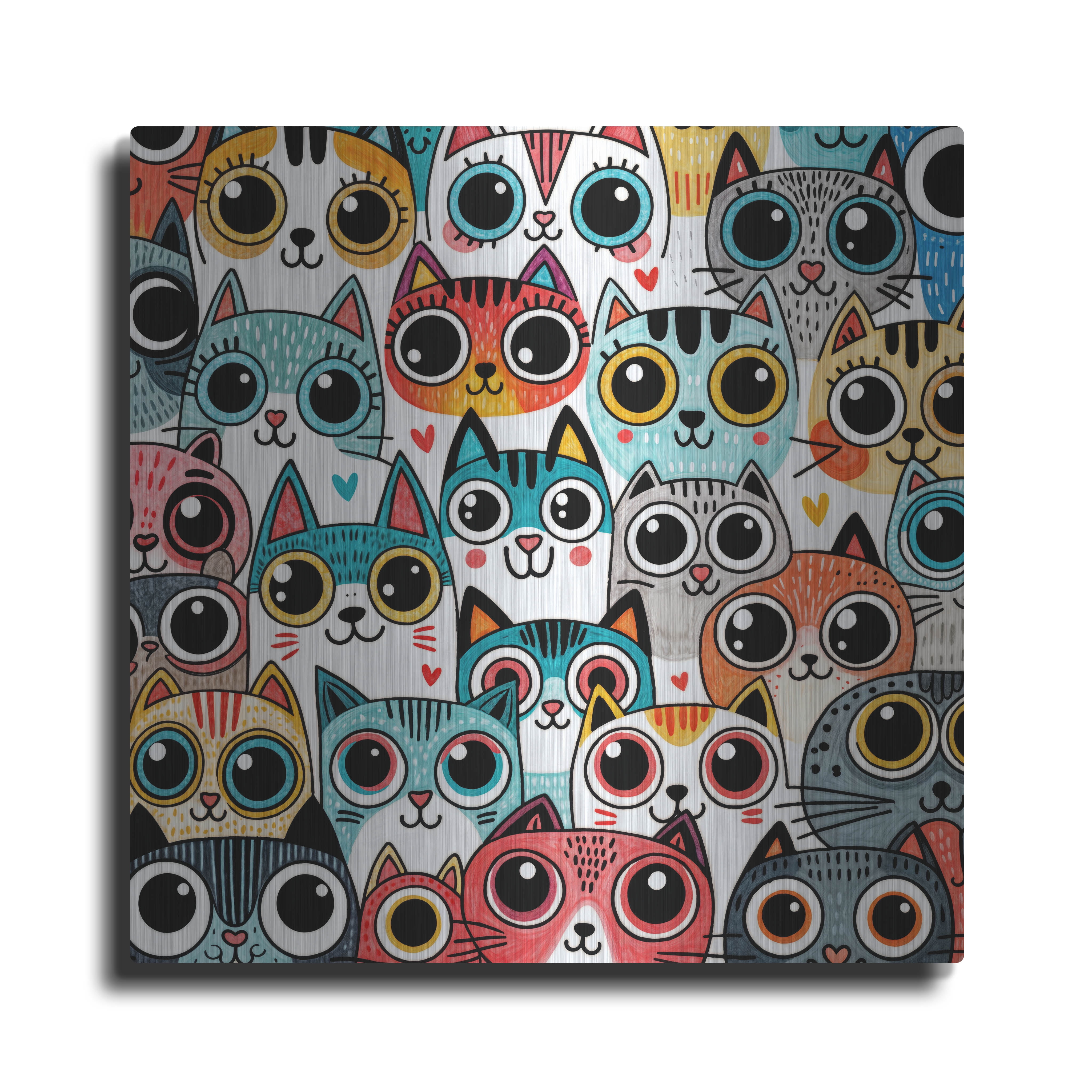 Luxe Metal Art 'Glaring Cats 1' by Rey Klimt Metal Wall Art, 12" x 12 ...