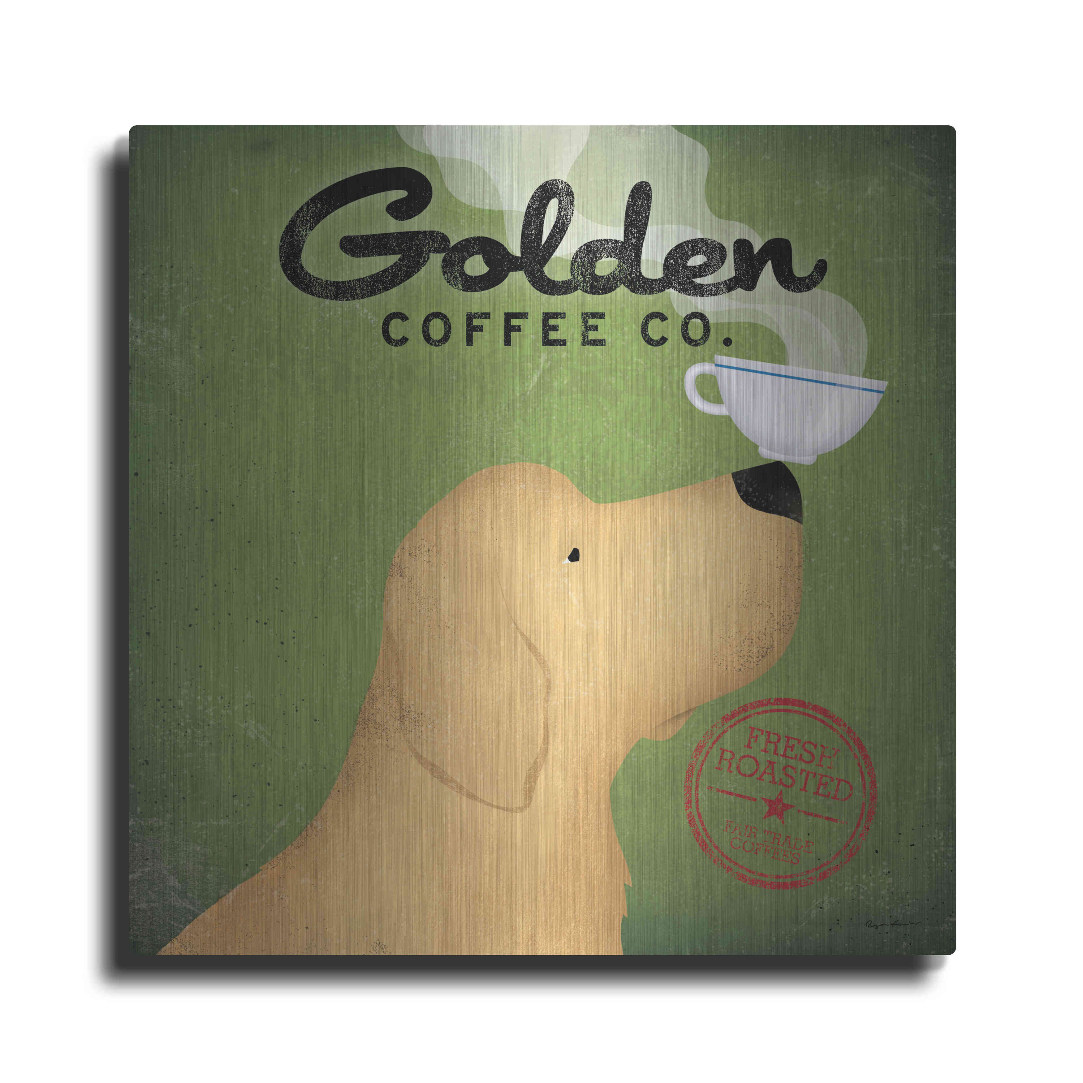 Luxe Metal Art 'Golden Coffee Co Square' by Ryan Fowler, Metal Wall Art ...