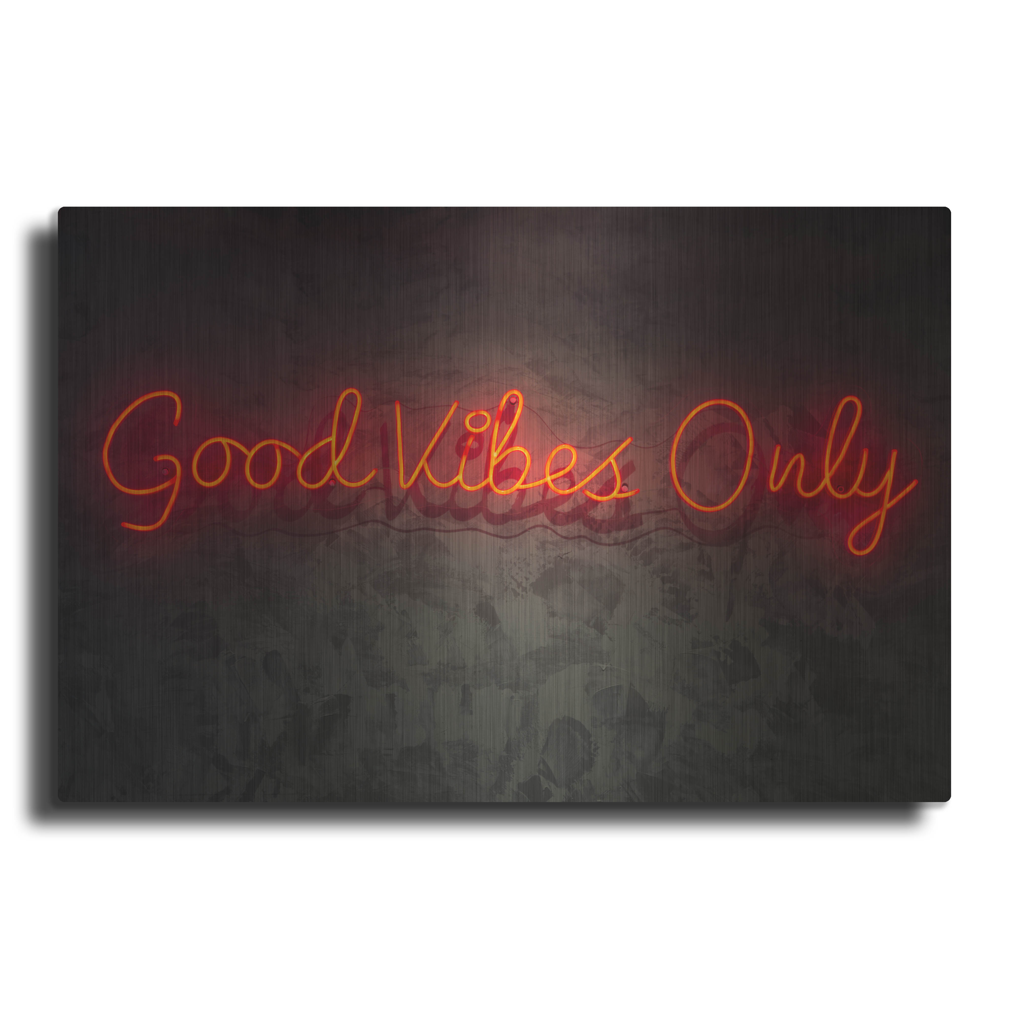 Luxe Metal Art 'Good Vibes Only In Neon Red' by Luxe Portfolio, Metal ...