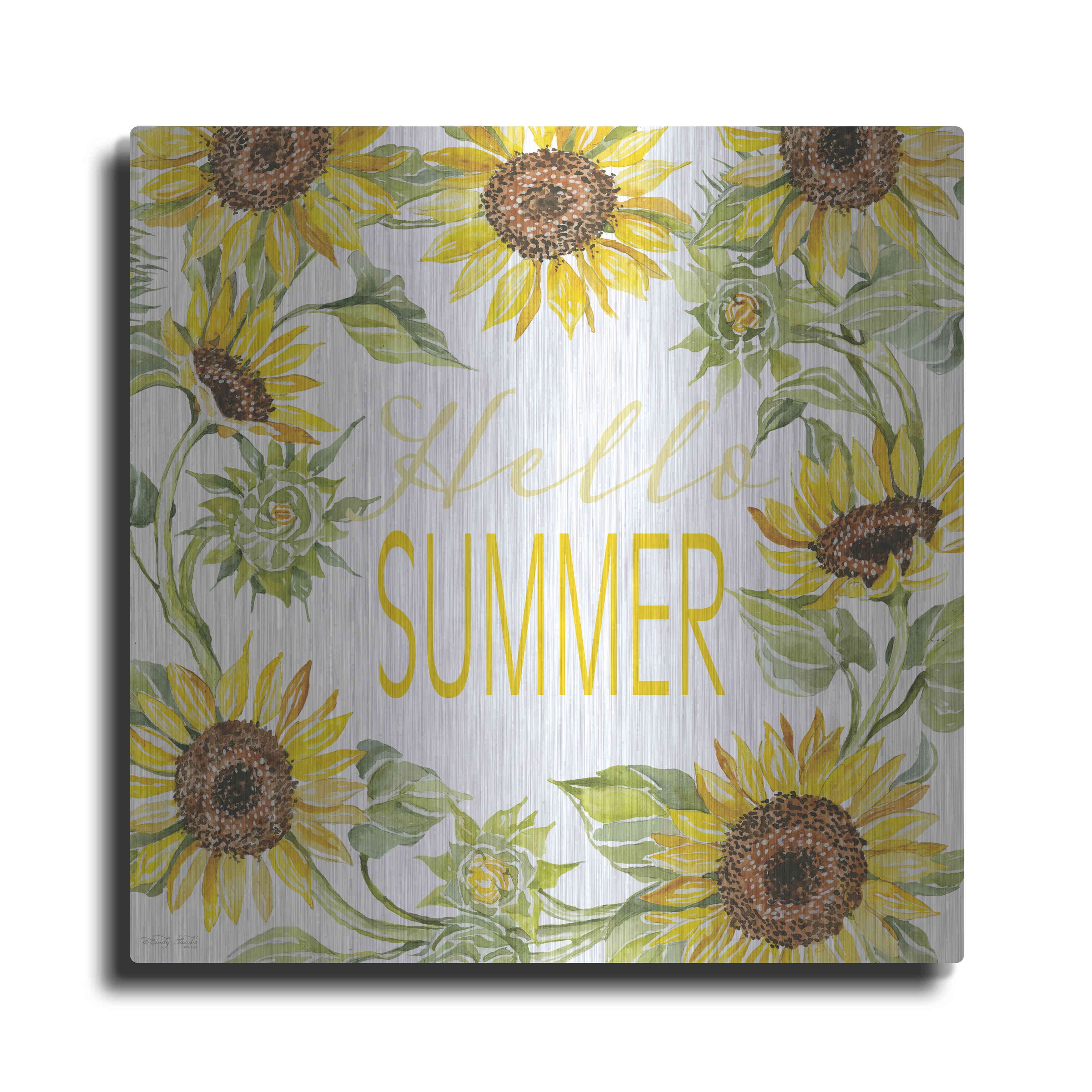 Luxe Metal Art 'Hello Summer' by Cindy Jacobs, Metal Wall Art, 12"x12 ...
