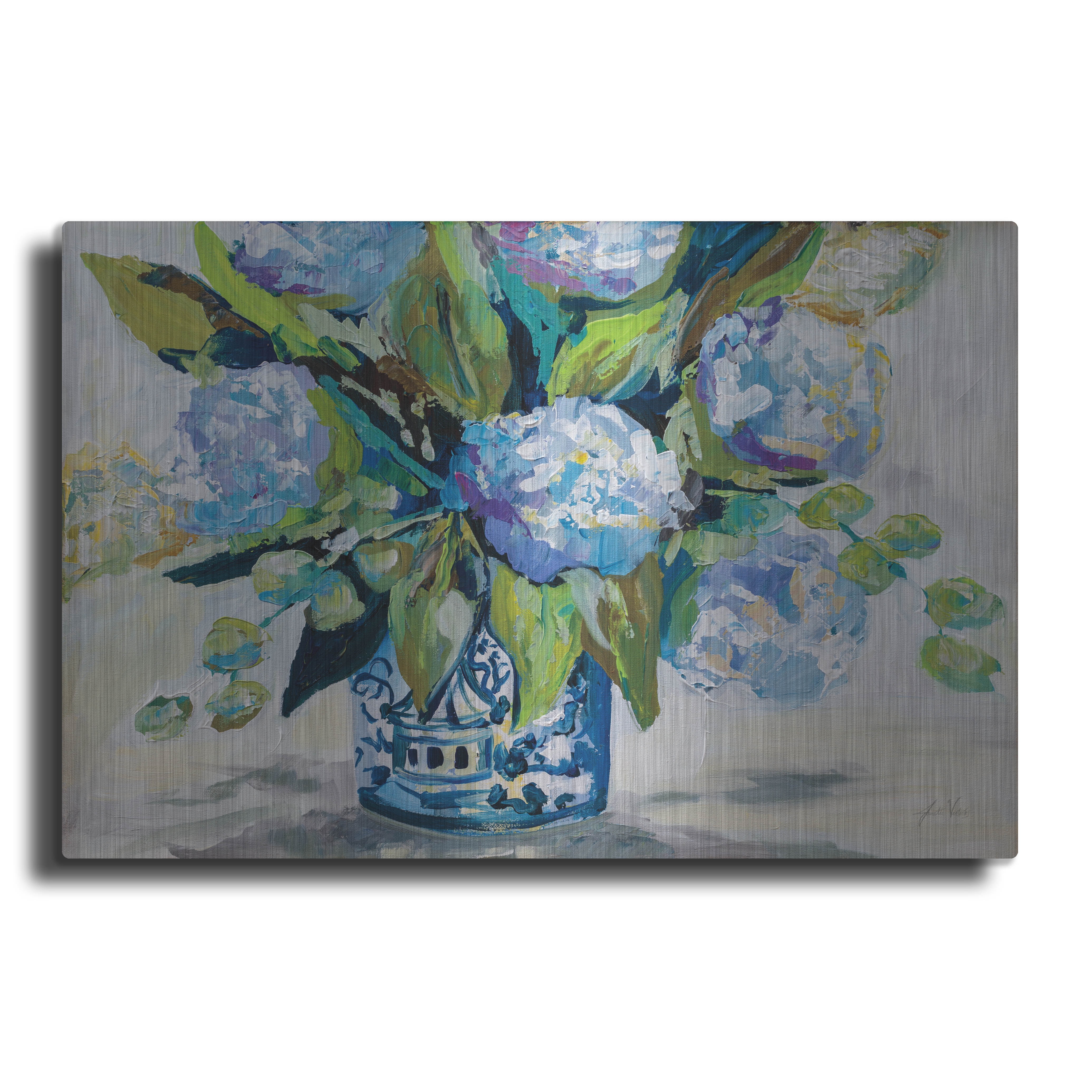 Luxe Metal Art 'Hydrangea Blue' by Jeanette Vertentes Metal Wall Art ...