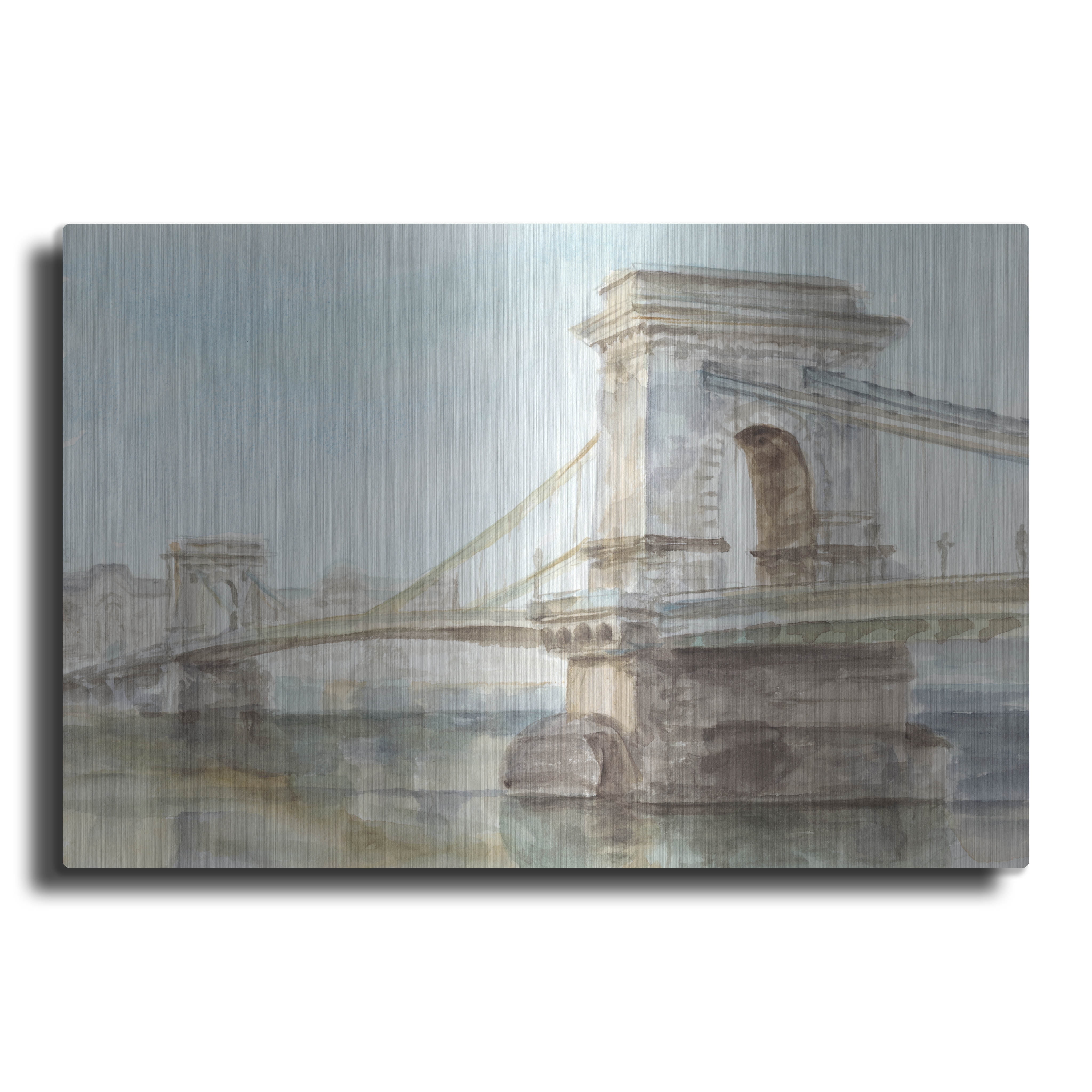 Luxe Metal Art 'Iconic Watercolor Bridge 1' by Ethan Harper Metal Wall ...