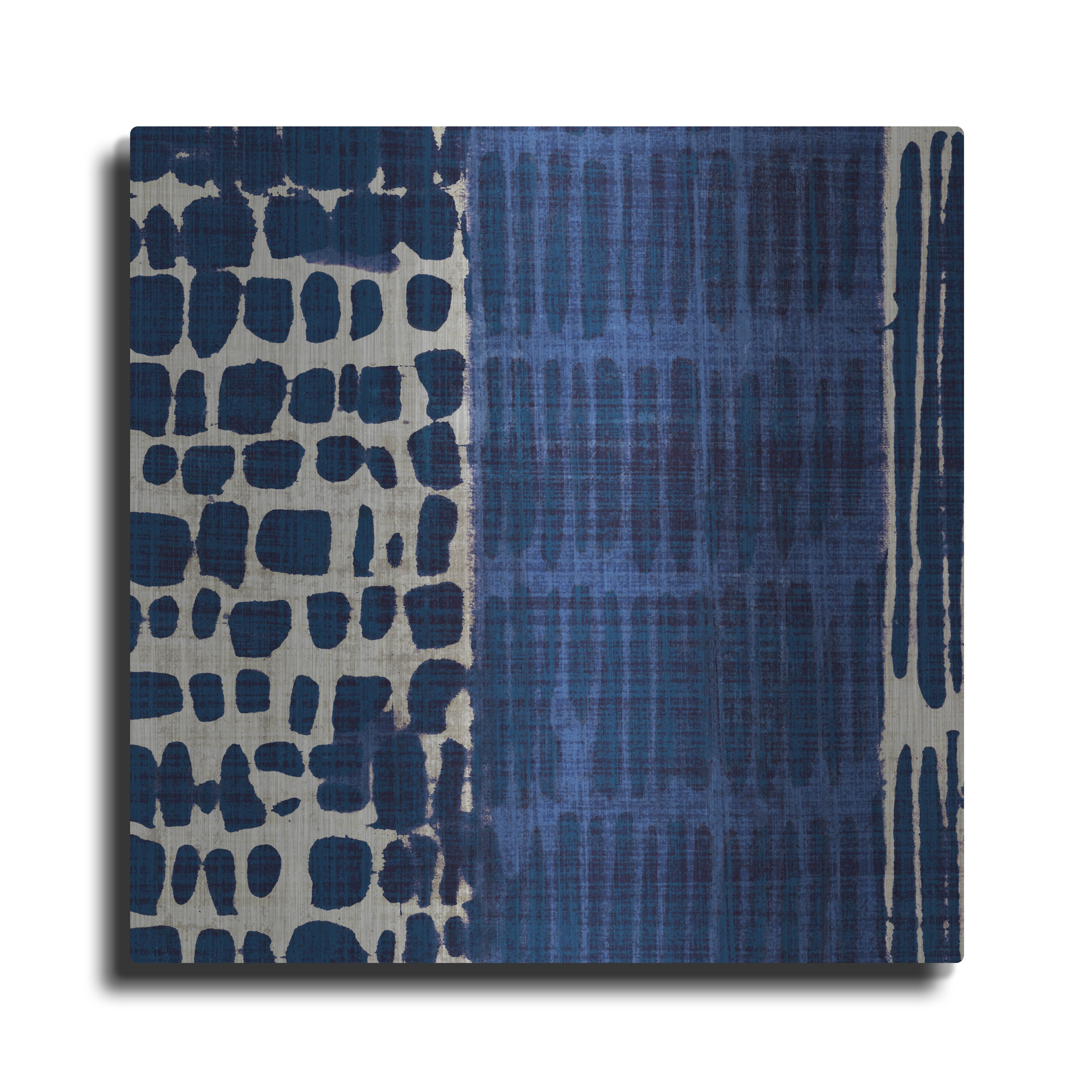 Luxe Metal Art 'Indigo Batik 1' by Wild Apple Portfolio Metal Wall Art ...