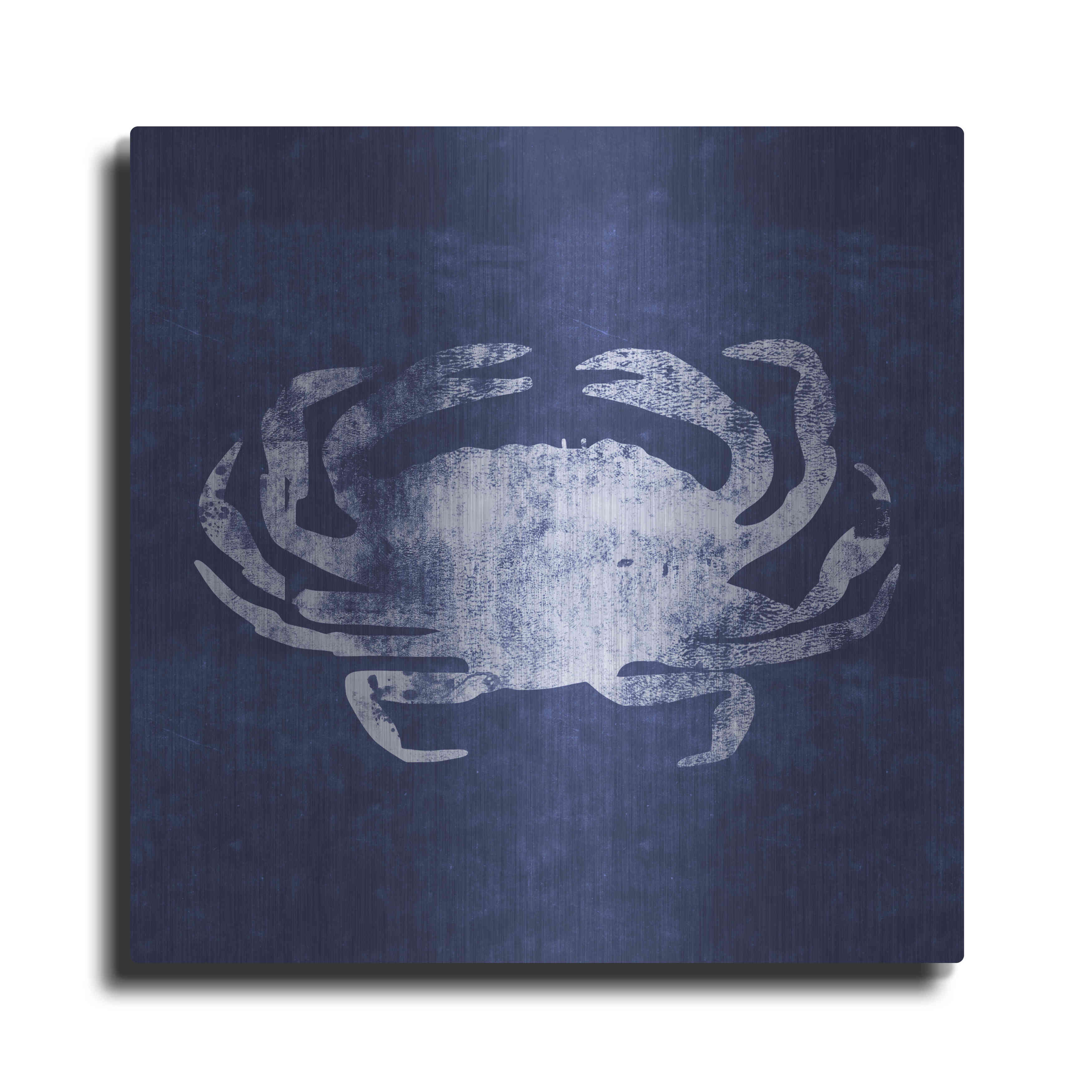 Luxe Metal Art 'Indigo Crab' by Linda Woods, Metal Wall Art, 12"x12 ...