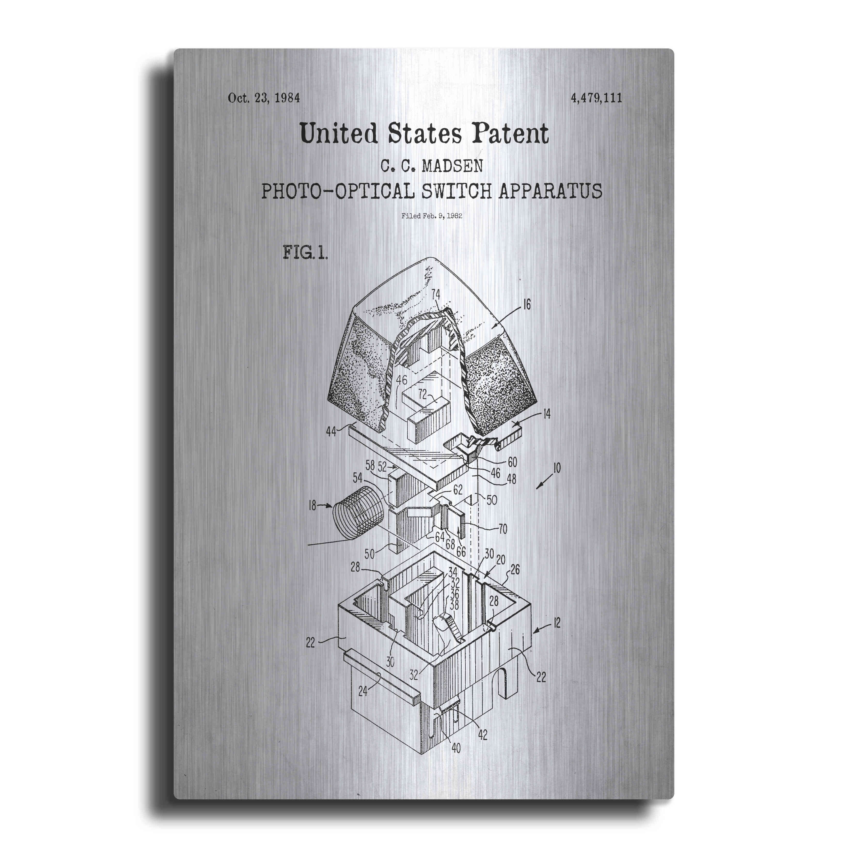 Luxe Metal Art 'Keyboard Key Blueprint Patent White' Acrylic Glass Wall ...