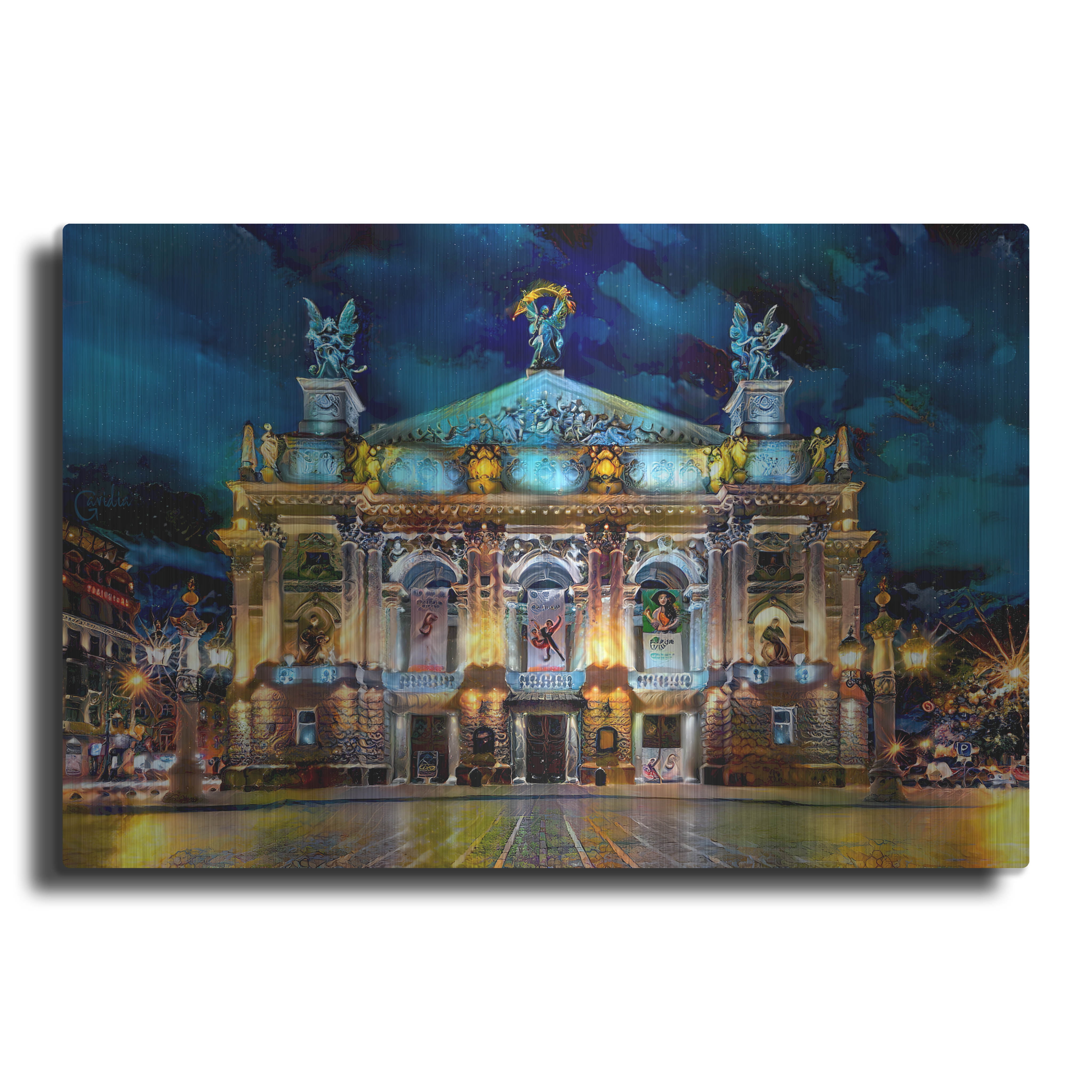 Luxe Metal Art 'Leopolis Ukraine Opera' by Pedro Gavidia, Metal Wall ...