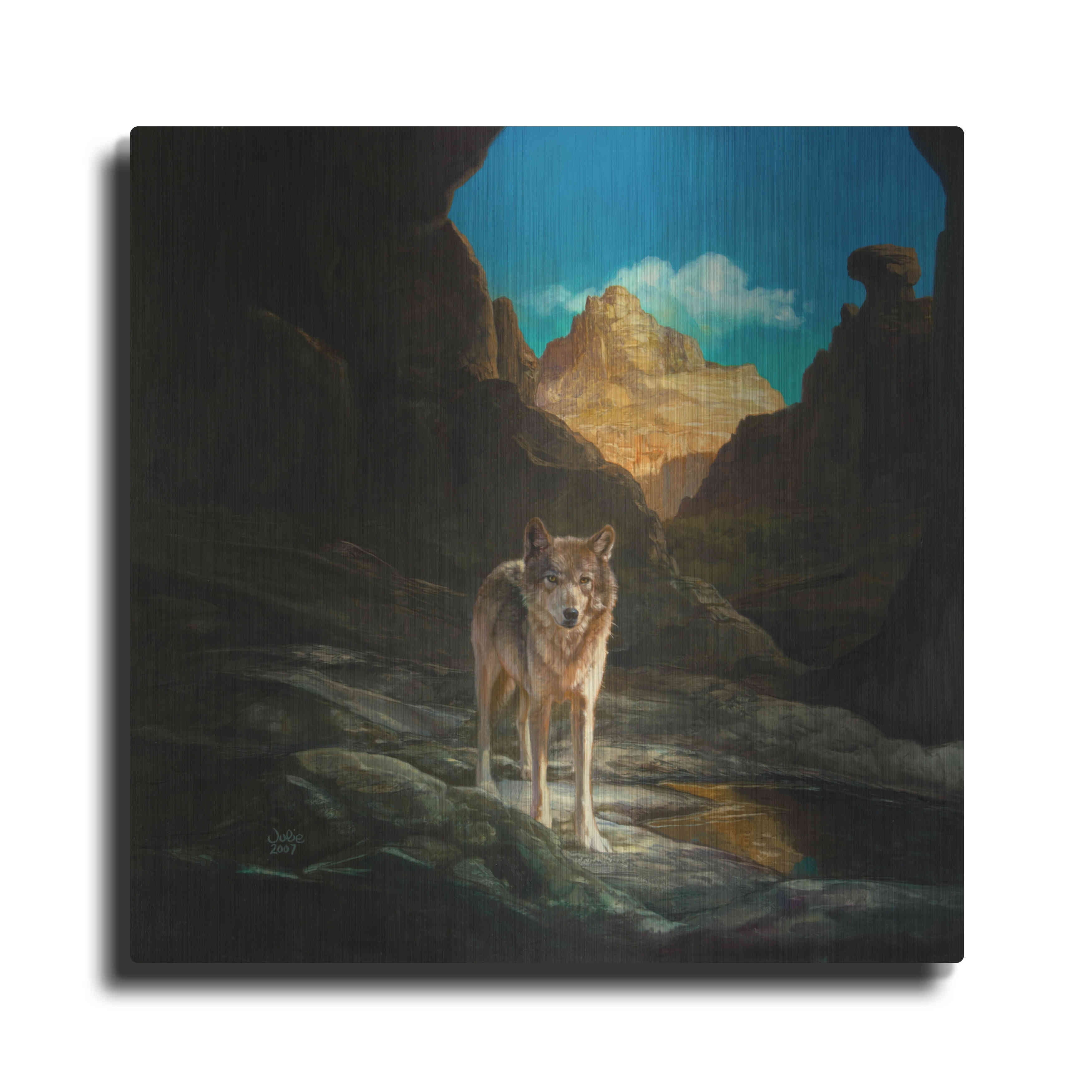 Luxe Metal Art 'Lone Wolf' by Julie Bel, Metal Wall Art, 12"x12 ...