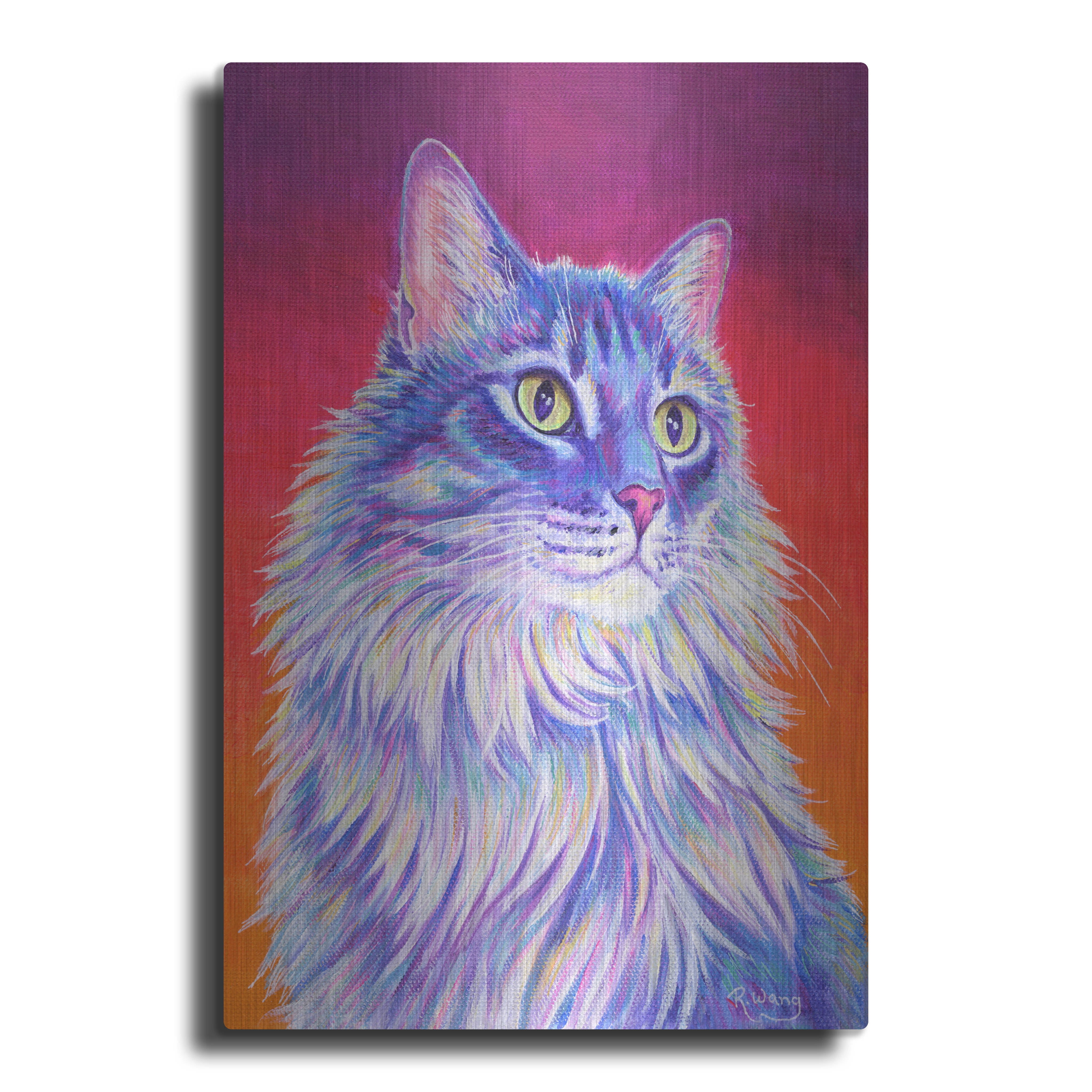 Luxe Metal Art 'Longhaired Purple Tabby Cat' by Rebecca Wang Art, Metal ...