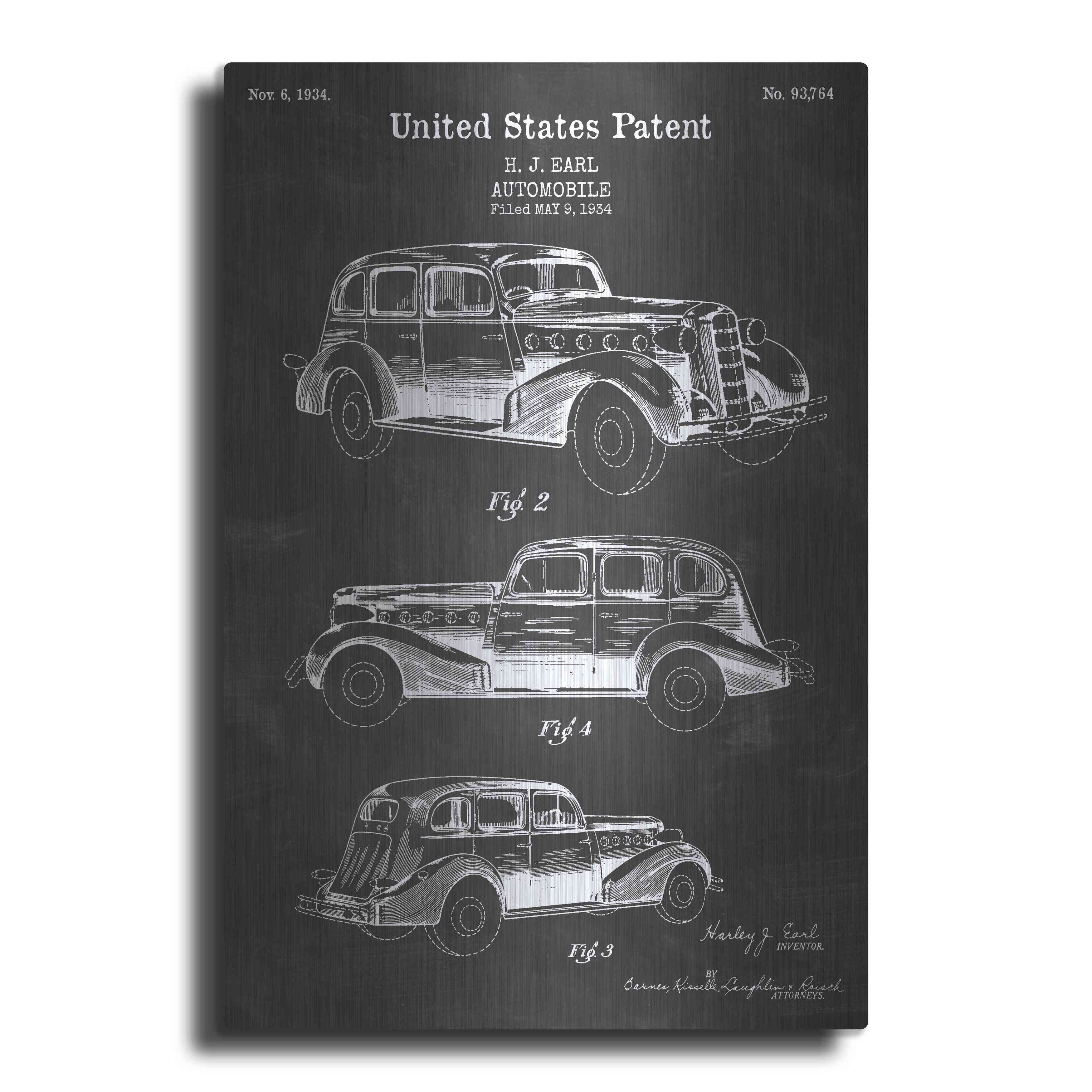 Luxe Metal Art 'Luxury Automobile Blueprint Patent Chalkboard' Metal ...